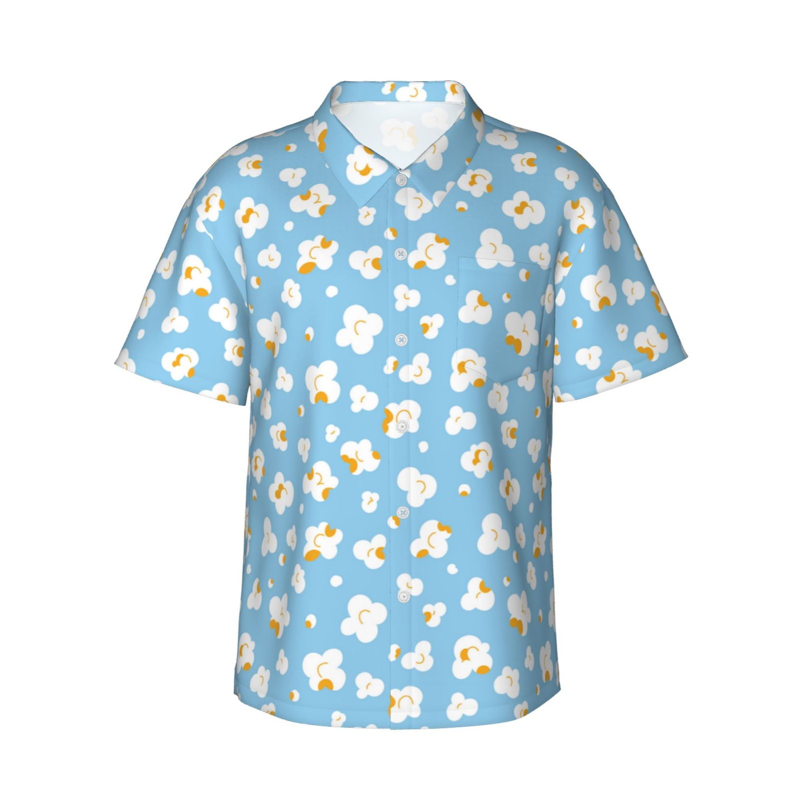 Xecao Blue Popcorn print Hawaiian shirt - a stylish short-sleeve button ...