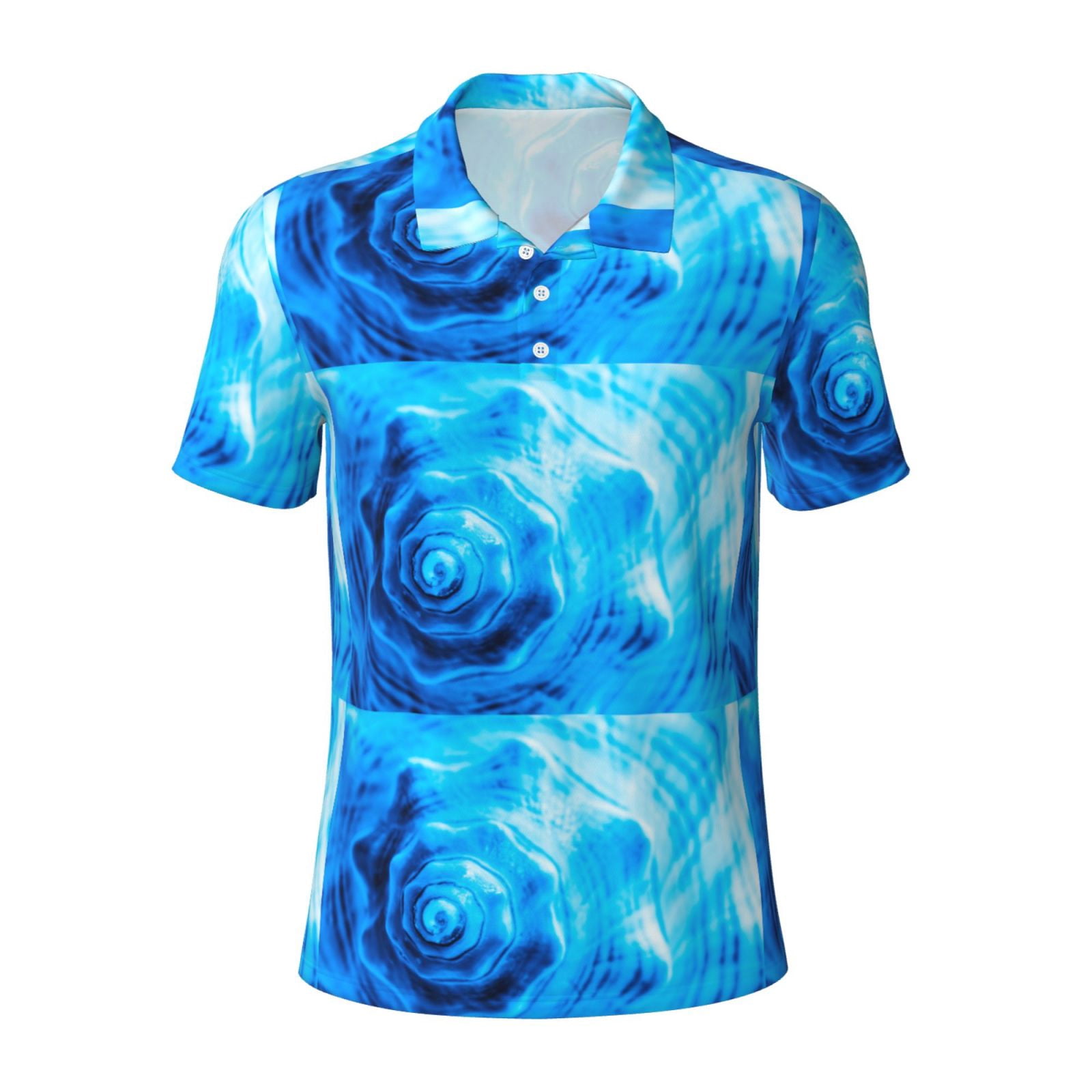 Xecao Blue Shell for Mens' Casual Short Sleeve Button-Down Polo Shirts ...
