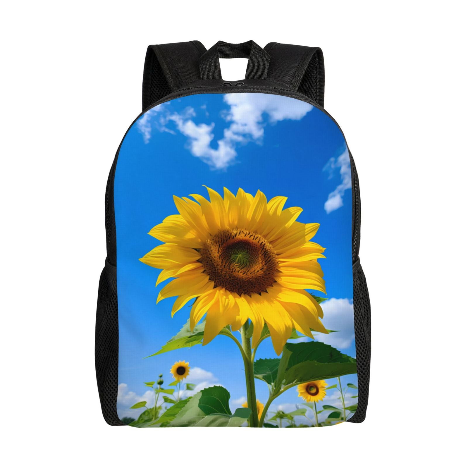 Xecao Blue Sky Sunflower Print School Backpack with Laptop Compartment ...