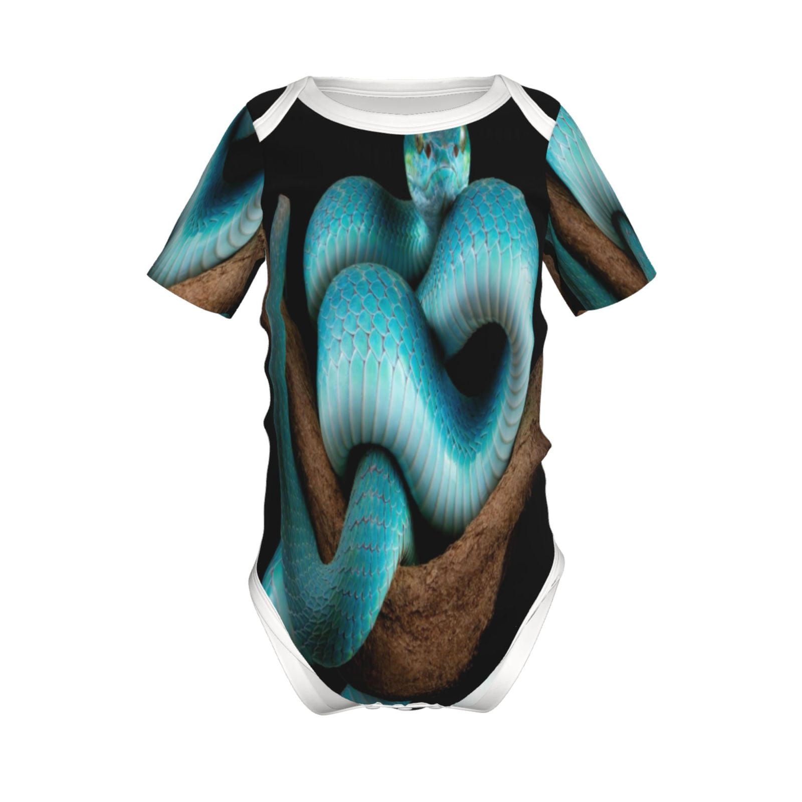 Xecao Blue Viper Snake Pattern Baby Climbing Bodysuit Short Sleeve ...