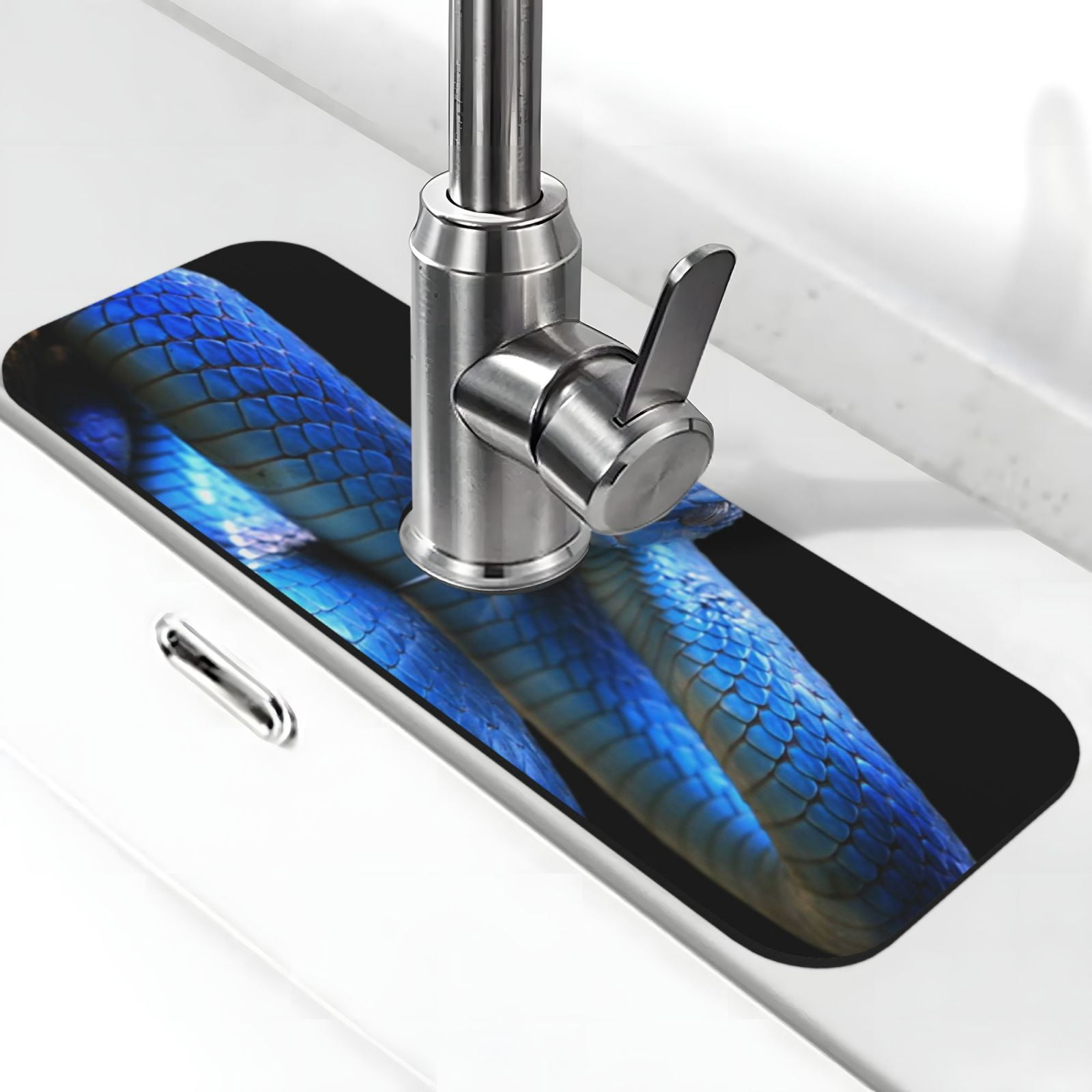 Xecao Blue Viper Snake for Kitchen Sink Splash Guard Faucet Mat ...