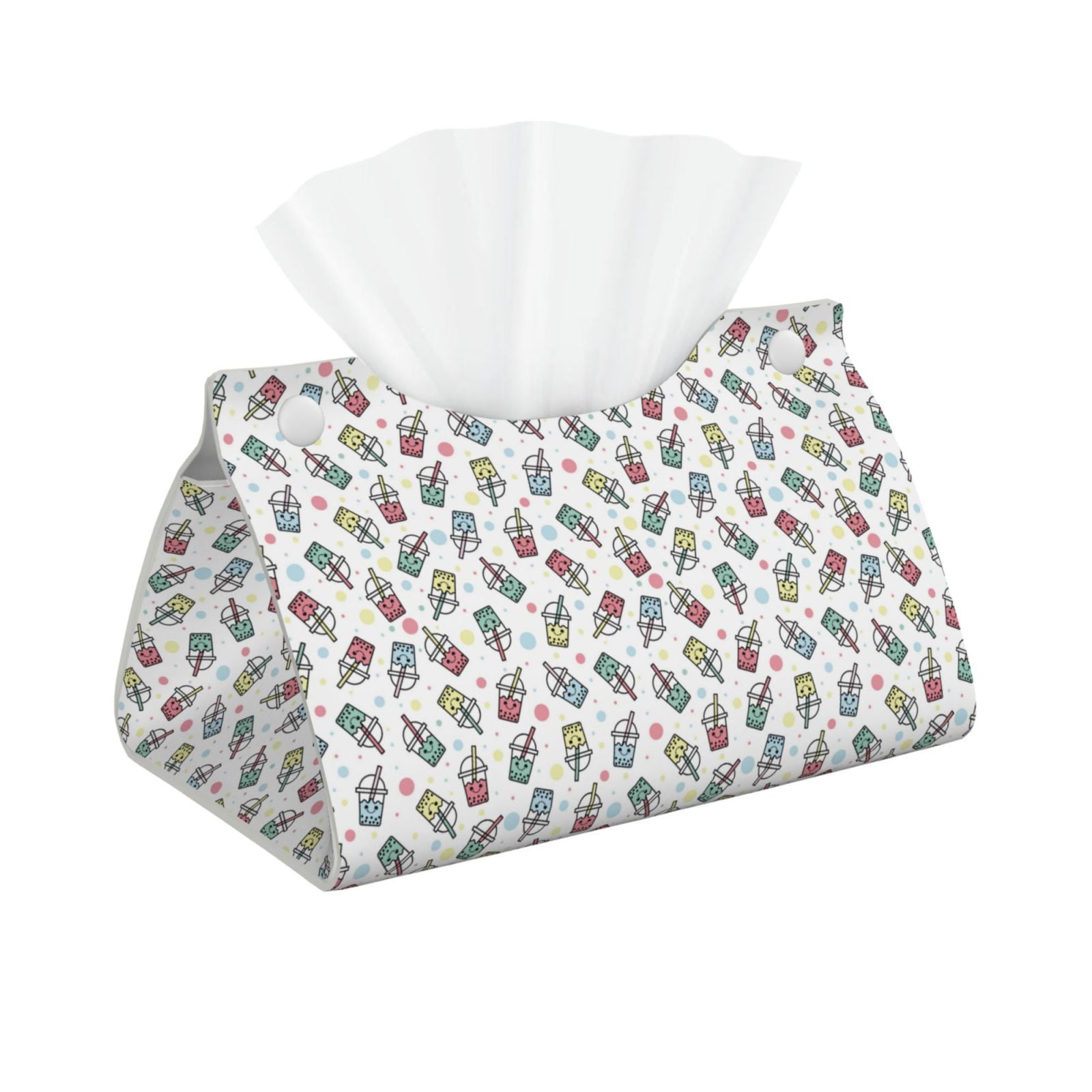 Xecao Boba Milk Tea Print Tissue Box Cover,Modern PVC Leather Square ...