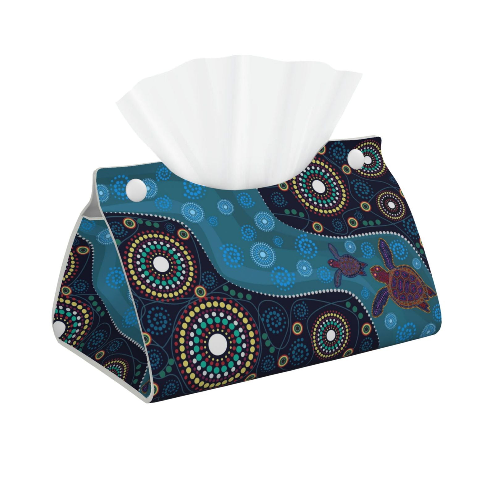 Xecao Bohemian Turtle Print Tissue Box Cover,Modern PVC Leather Square ...