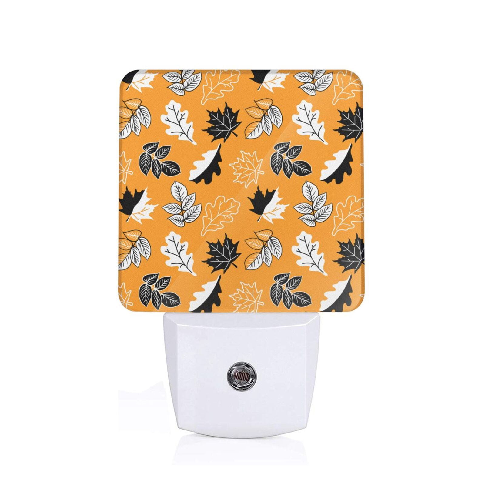 Xecao Bold Black and White Leaves Orange for Night Light - a Wall ...