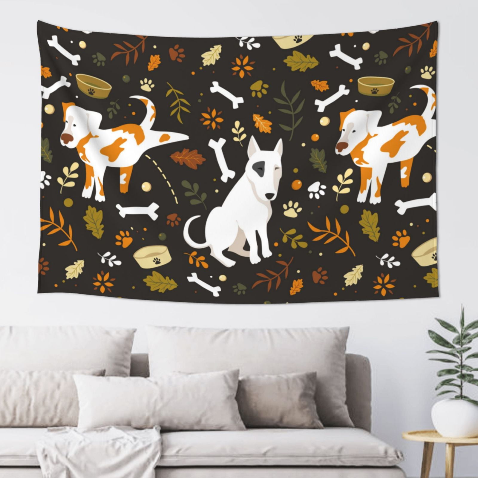 Xecao Bones And Leaves Print Tapestry, Wall Hanging Room Funny Decor ...