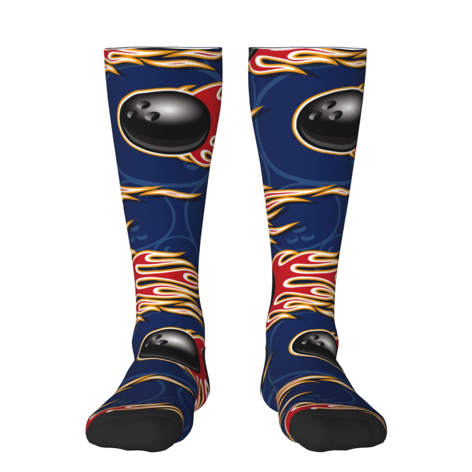 Xecao Bowling Ball And Flame print thigh-high socks, crafted for both ...