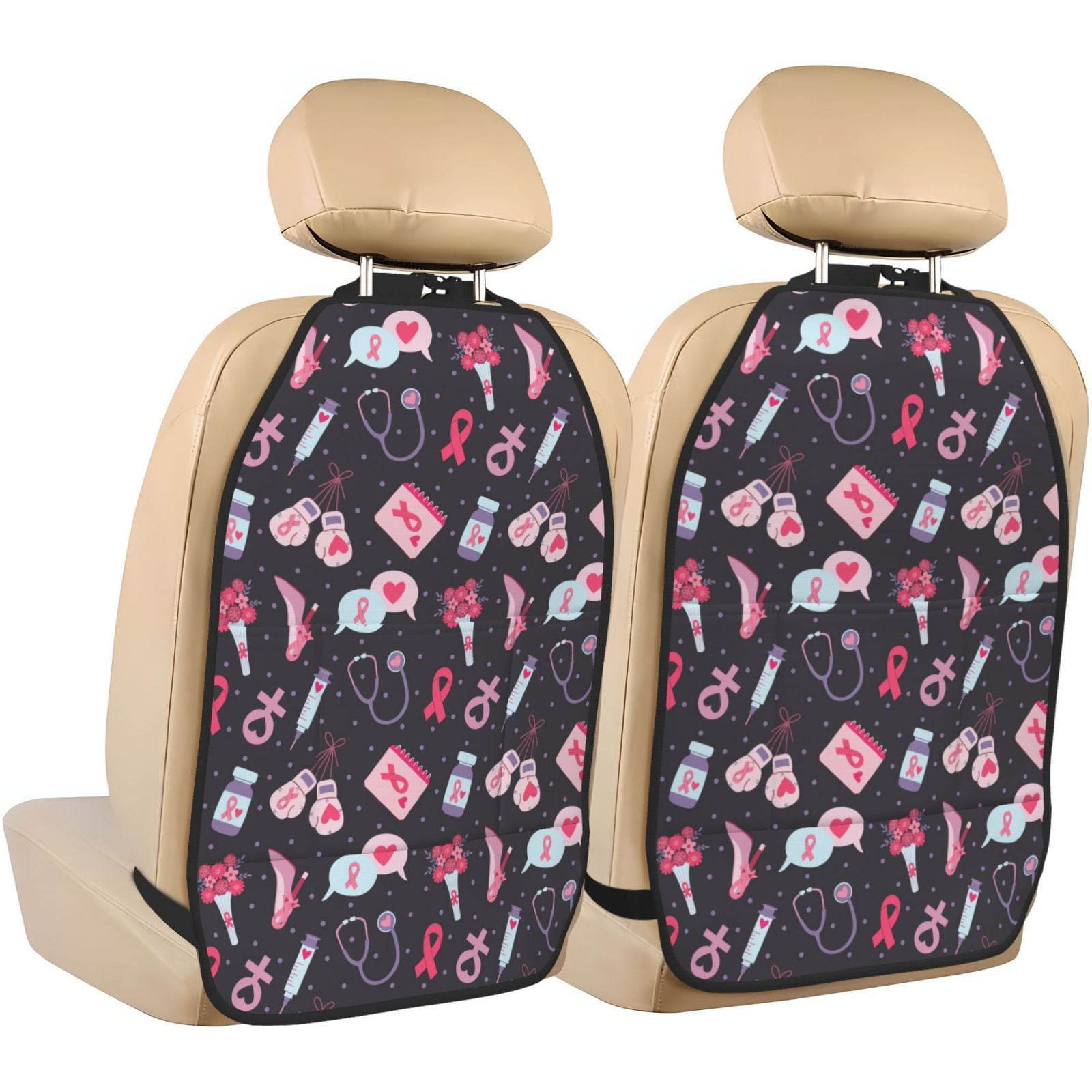 Xecao Breast Cancer Awareness1 Pattern Car Seat Back Protector 2 Pack ...