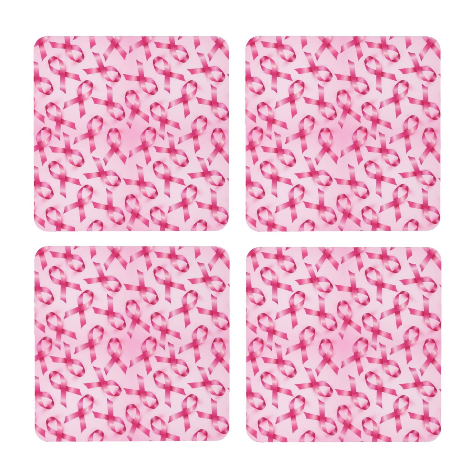 Xecao Breast Cancer Ribbons Awareness for MDF Cork Coaster 4 Pcs,Drink ...