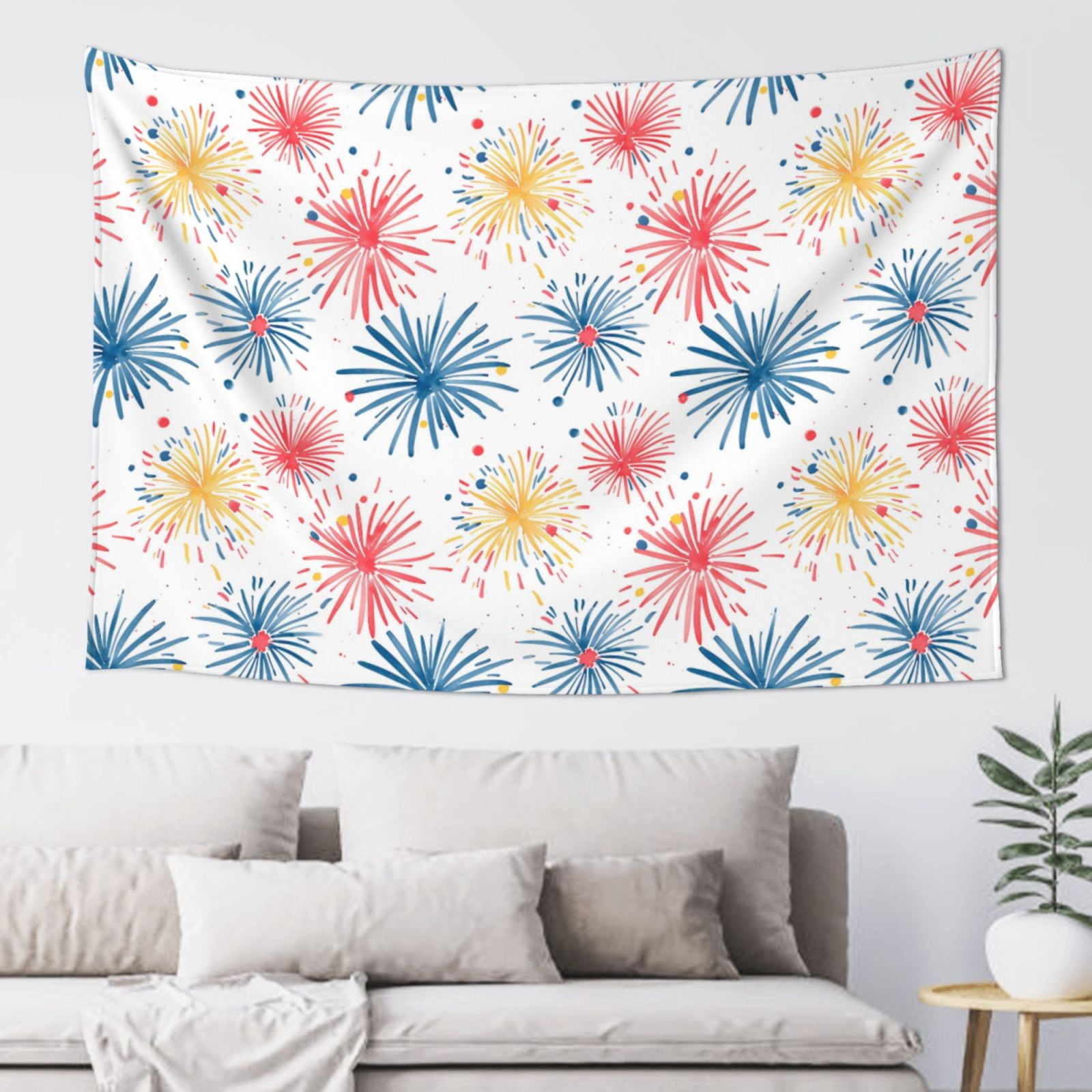 Xecao Bright Colorful Fireworks Print Tapestry, Wall Hanging Room Funny ...