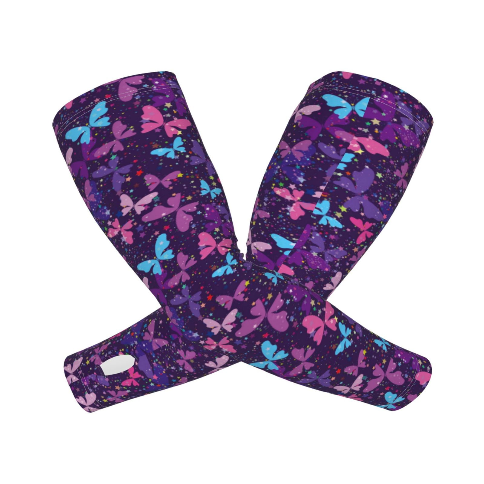 Xecao Bright Purple Butterflies Print Cooling Arm Sleeves, UPF 50 UV ...