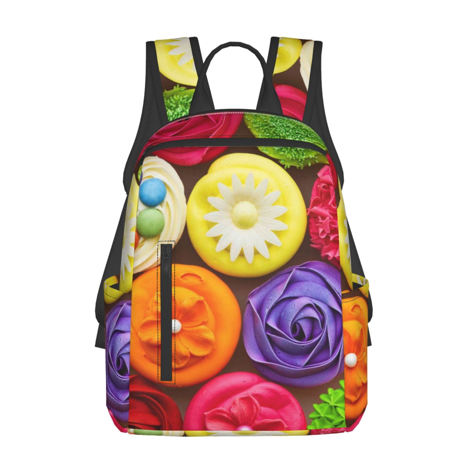 Xecao Brightly Colored Cupcakes print Backpack For women men Aesthetic ...