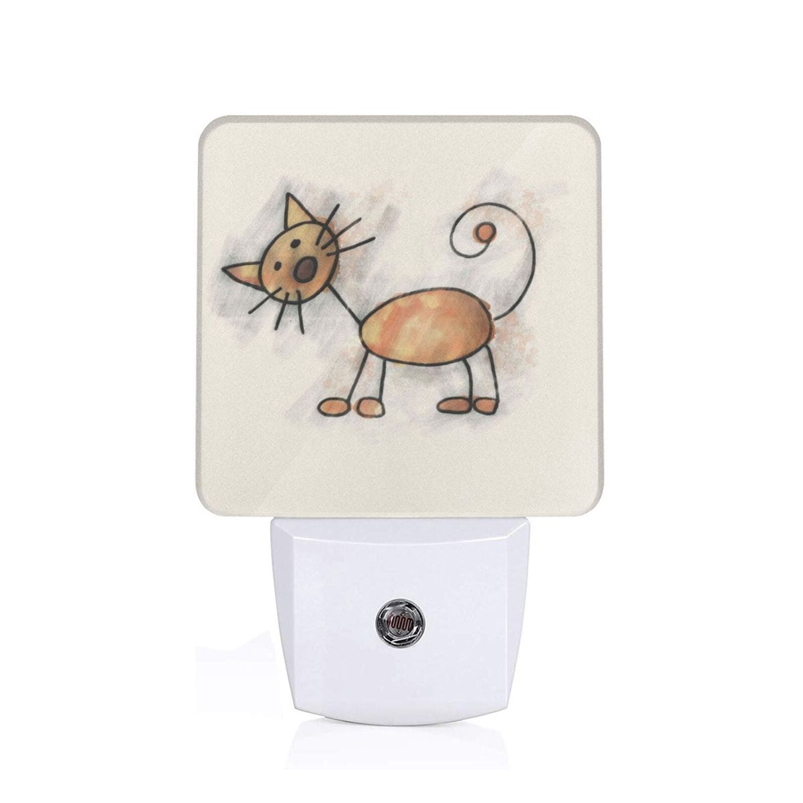Xecao Brown Cat Cartoon for Night Light - a Wall-mounted LED Fixture ...