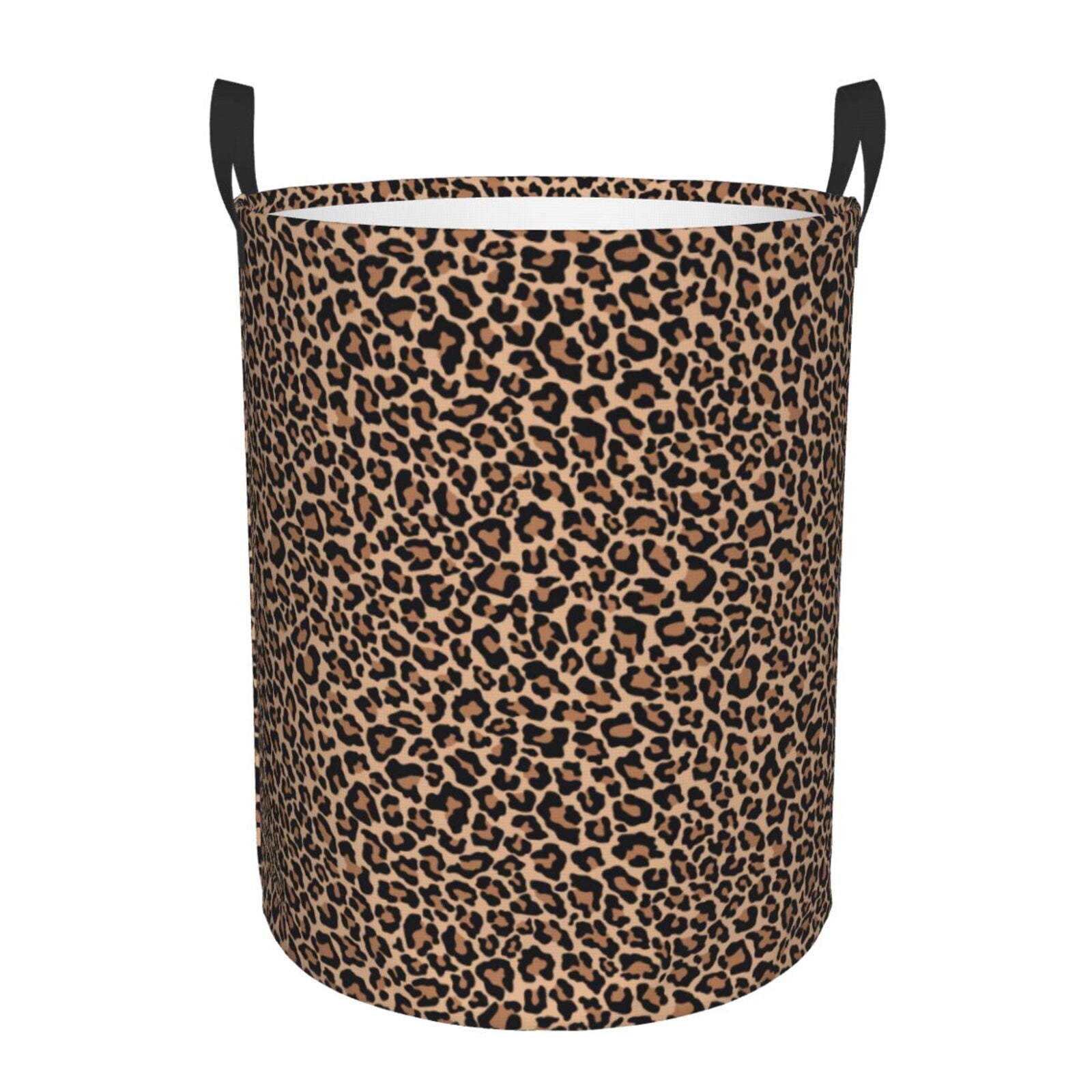 Xecao Brown Leopard Print Laundry Hamper Basket,designed for Blanket ...
