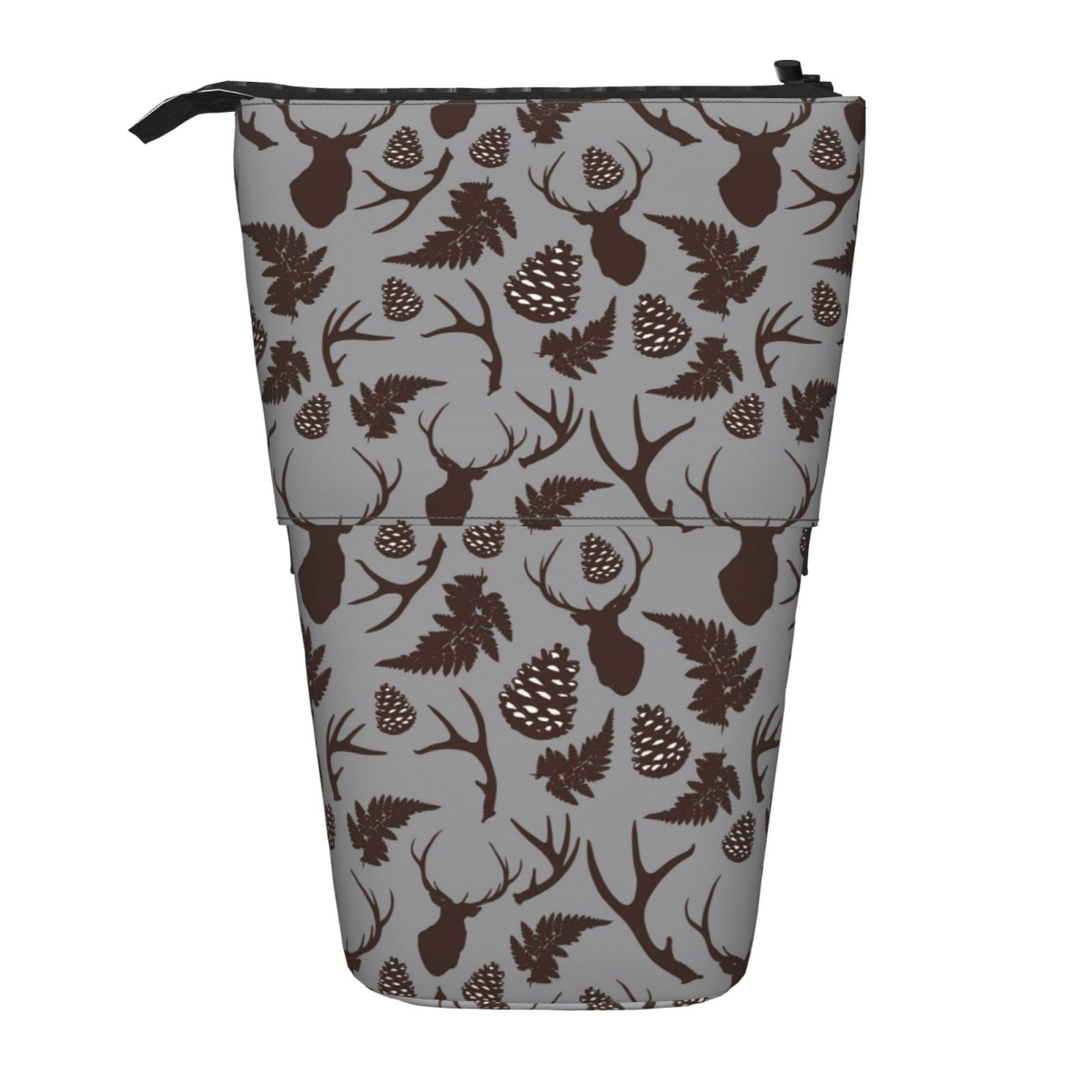 Xecao Brown Moose with Pinecones Print Telescopic Pencil Bag Pen Holder ...