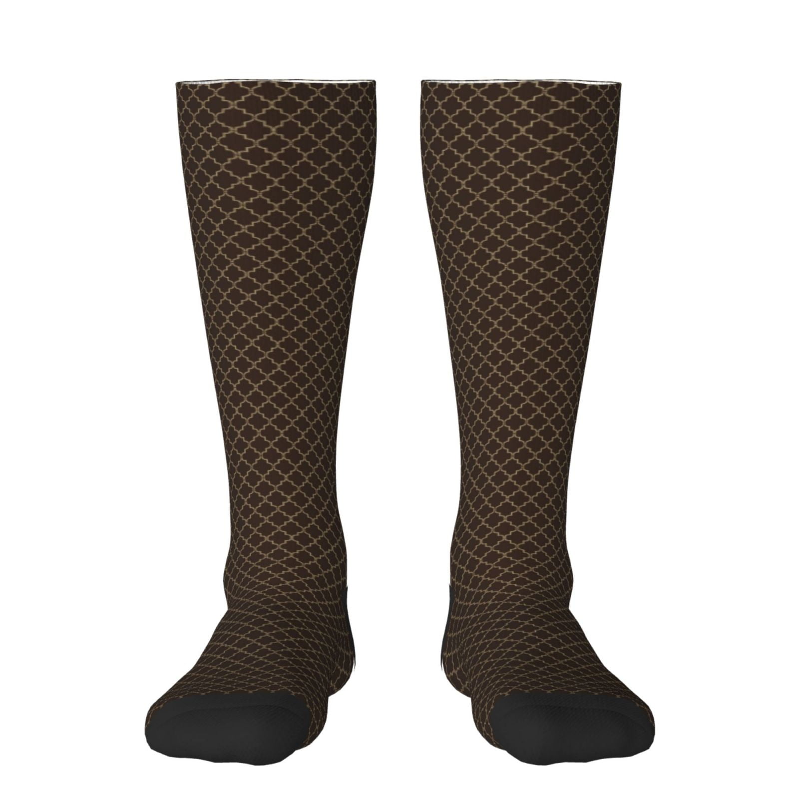 Xecao Brown Moroccan Trellis print thigh-high socks, crafted for both ...