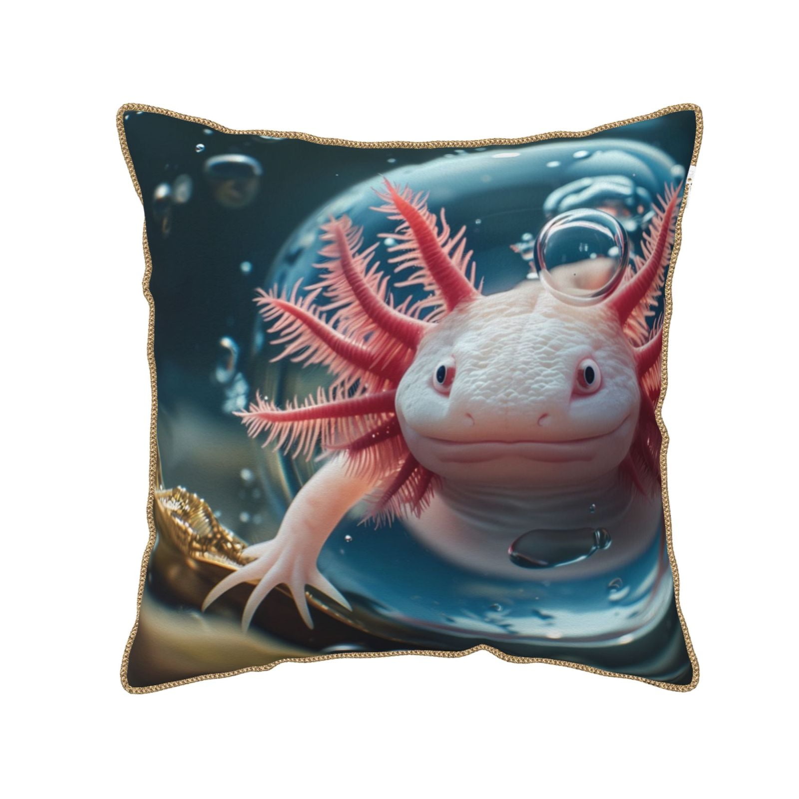 Xecao Bubbles Axolotl Fantasy Print Soft Velvet Decorative Throw Pillow ...