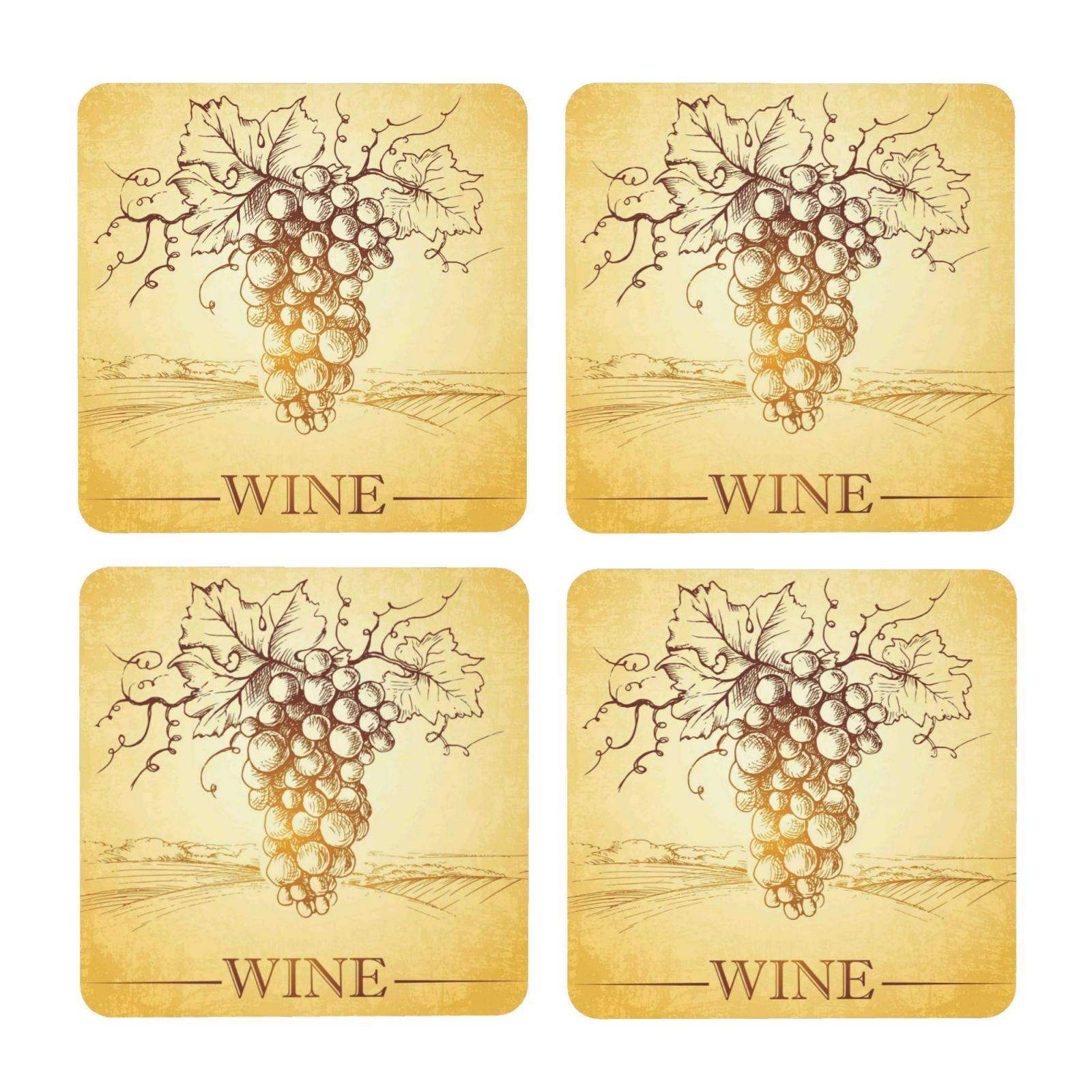 Xecao Bunch of Grapes for MDF Cork Coaster 4 Pcs,Drink Coasters,Suit ...