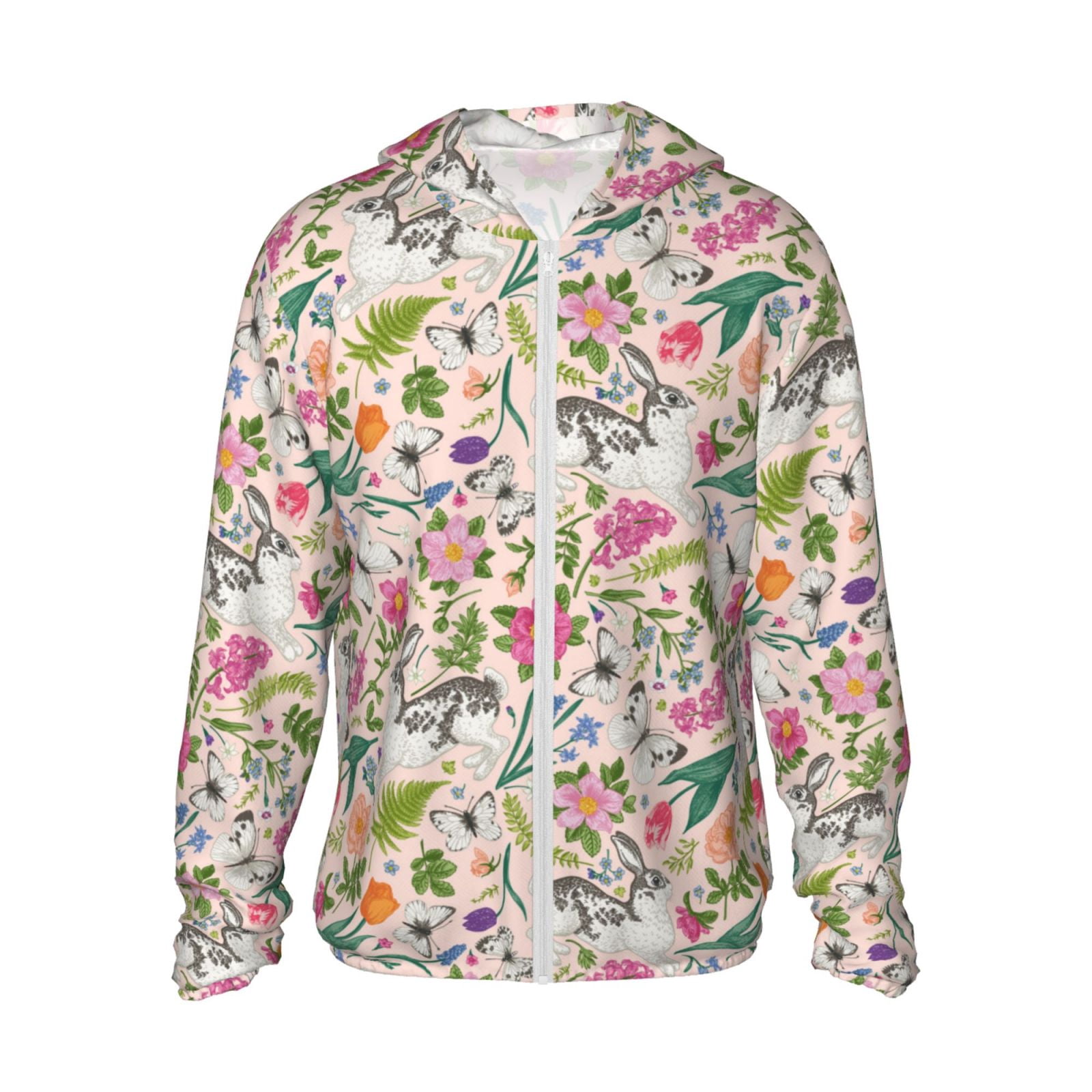 Xecao Bunny Floral for Sun Shirt-A lightweight, hoodie-style long ...