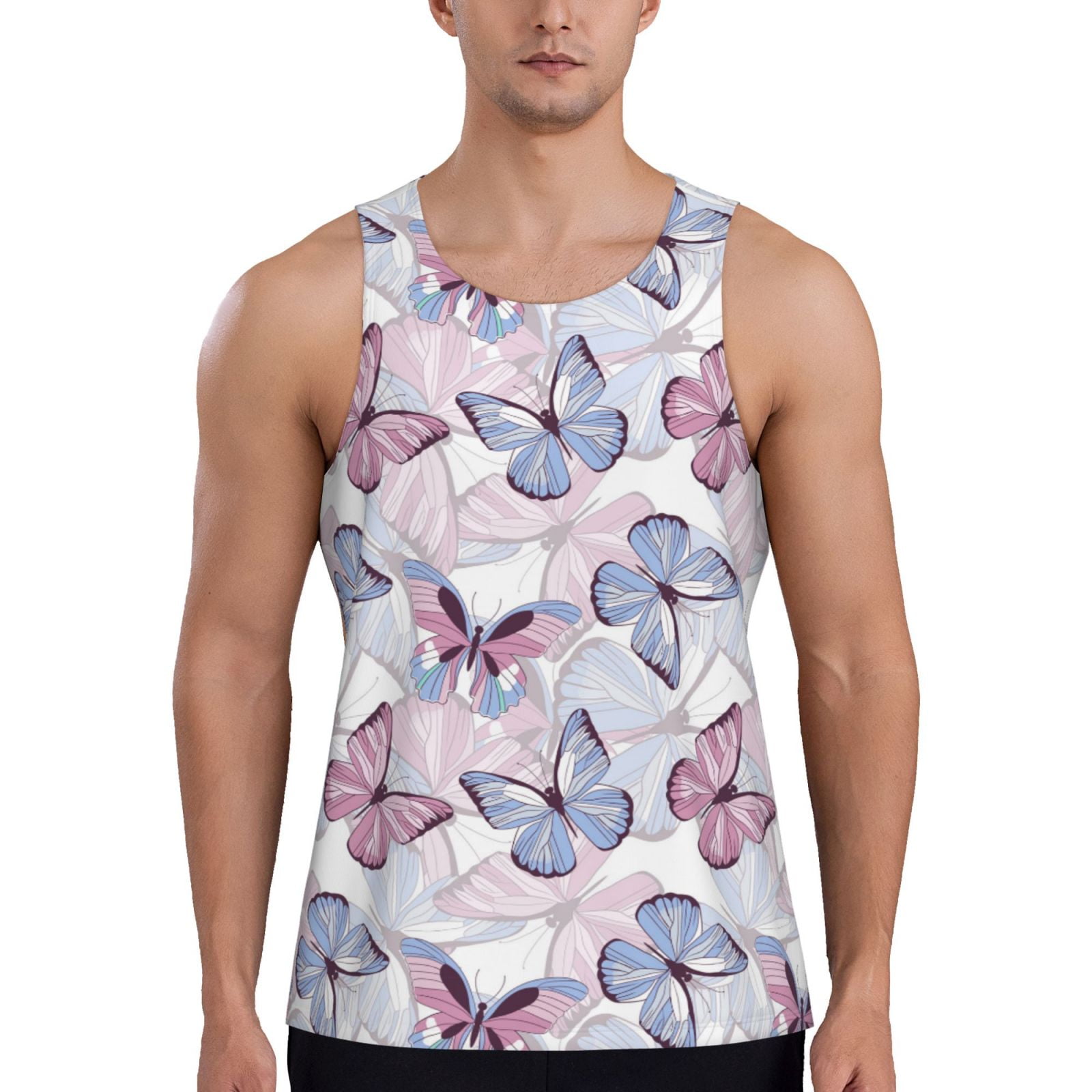 Xecao Butterflies in Pastel Men's Tank Top Workout Quick Dry Sleeveless ...