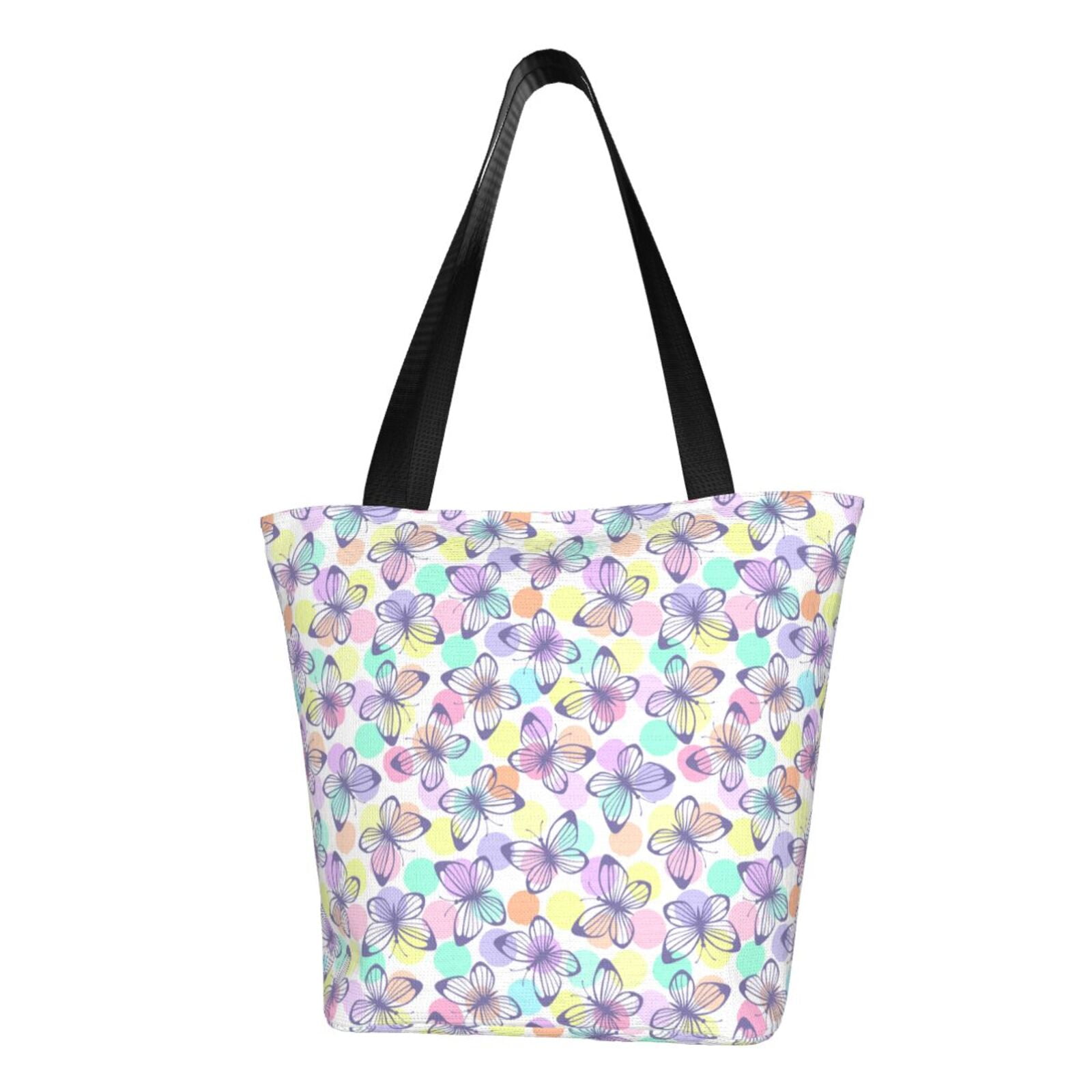 Xecao Butterflies on Polka Dots for Tote Bag for Women -Tote Shoulder Bag with A Little Pocket ...