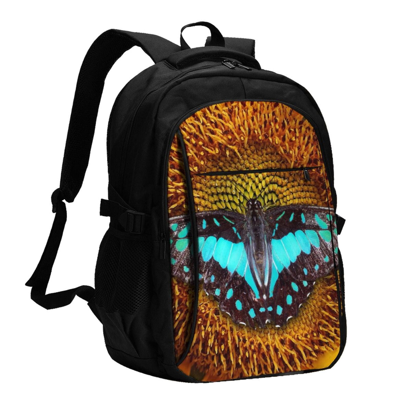 Xecao Butterfly Alighted On Sunflowers for Travel Laptop Backpack, USB ...