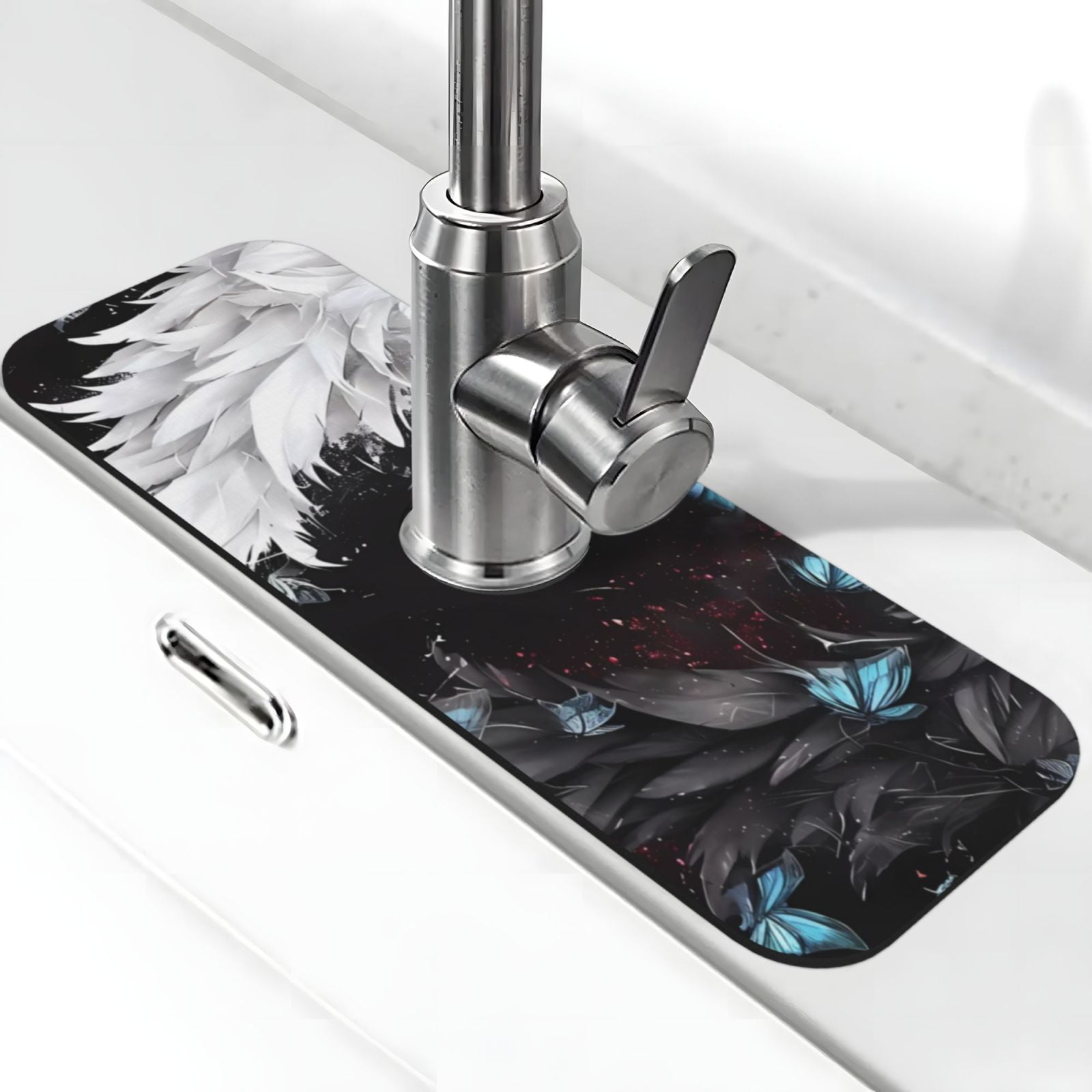 Xecao Butterfly Angel Wings Art for Kitchen Sink Splash Guard Faucet ...