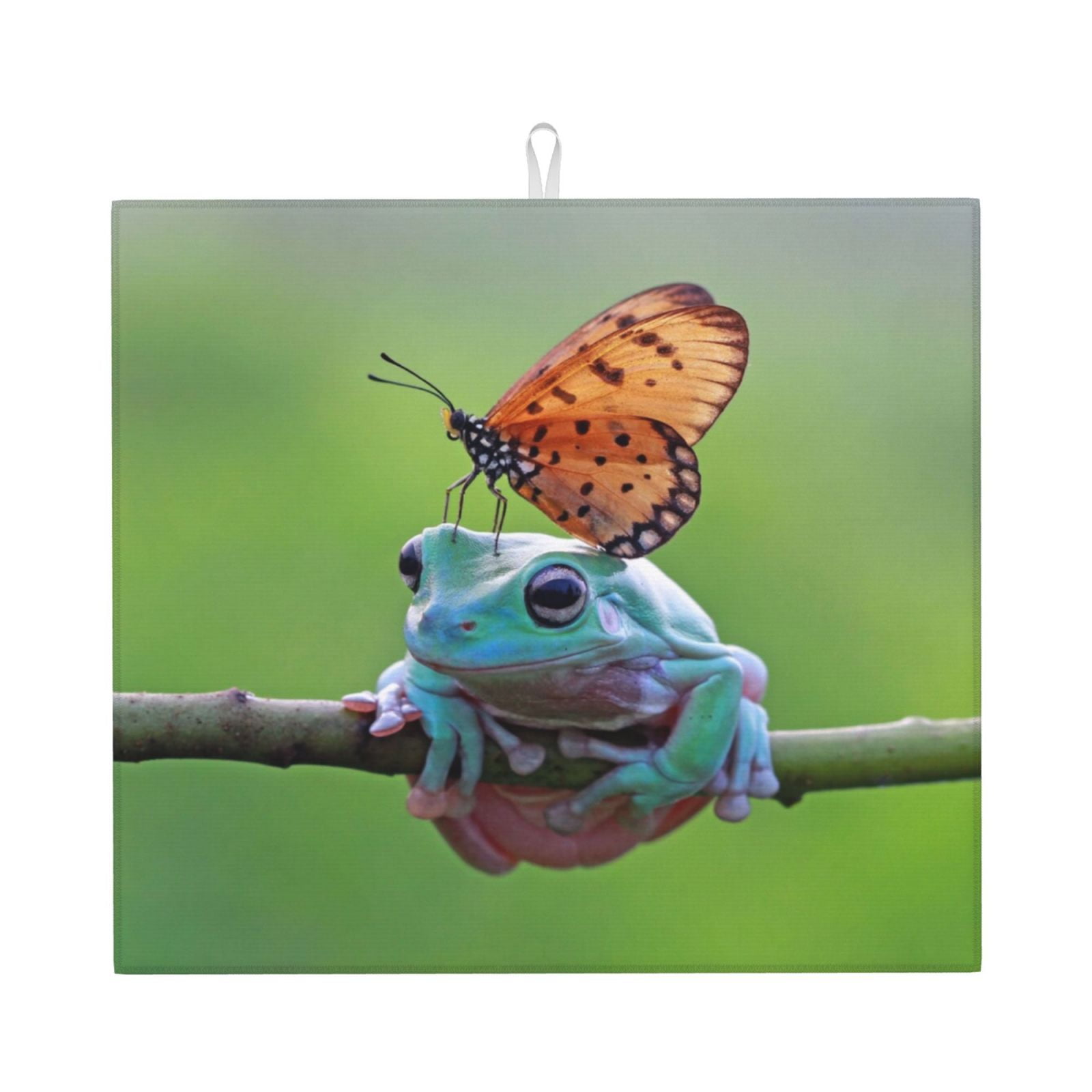 Xecao Butterfly Landing On Head Dumpy Frog Print Dish Drying Mat for ...