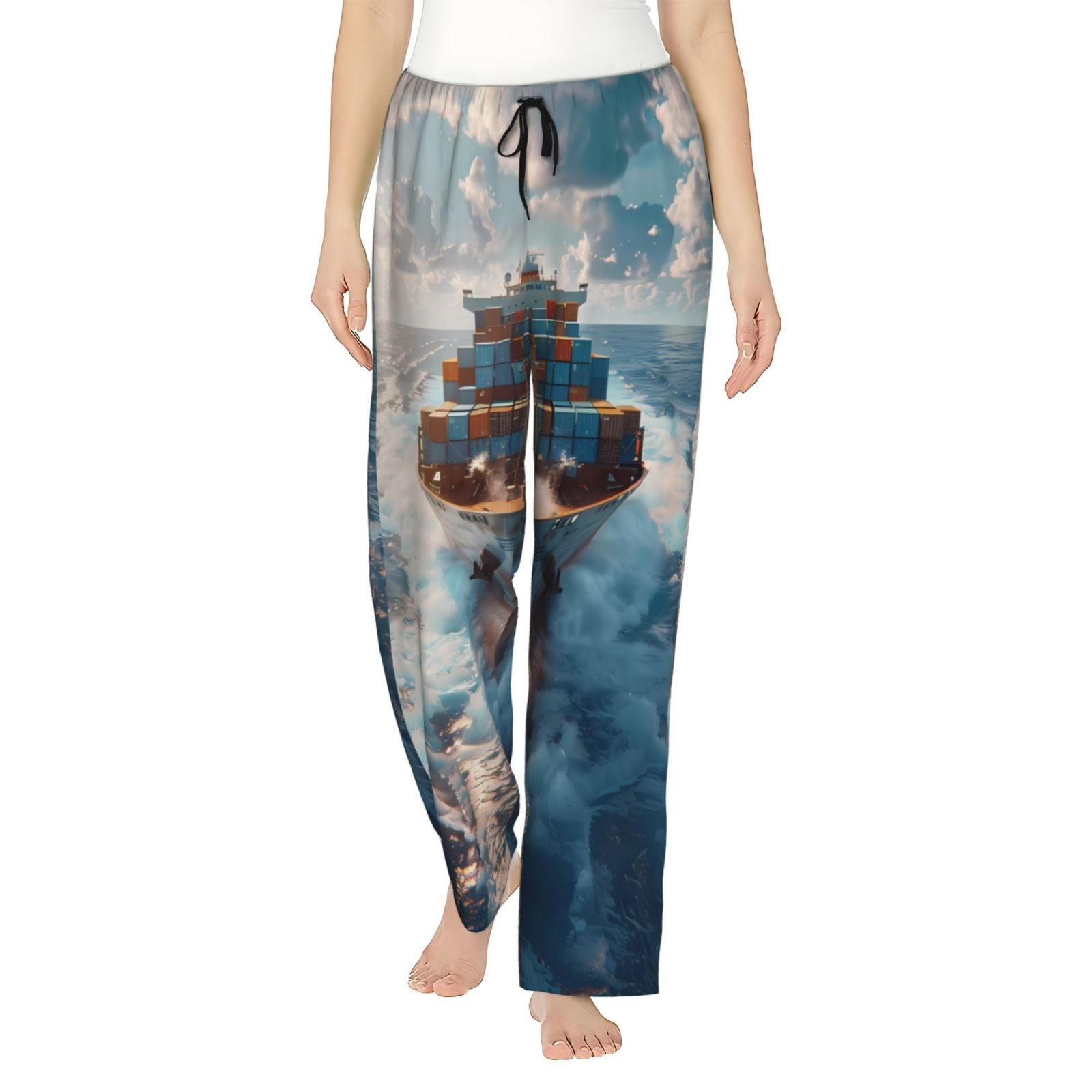 Xecao Cargo Ship At Sea Print Women's Straight Lounge Pajama Pants,The ...