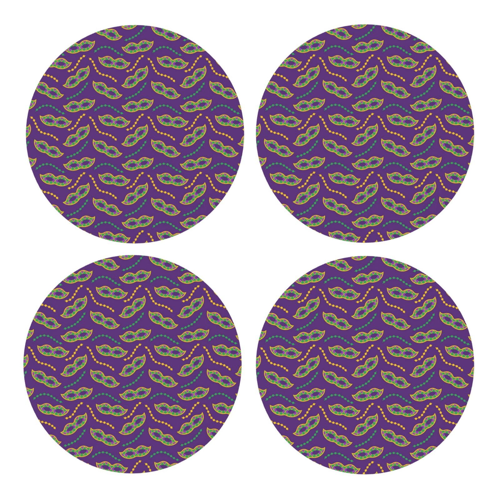 Xecao Carnival Masks and Beads for MDF Cork Coaster 4 Pcs,Drink ...