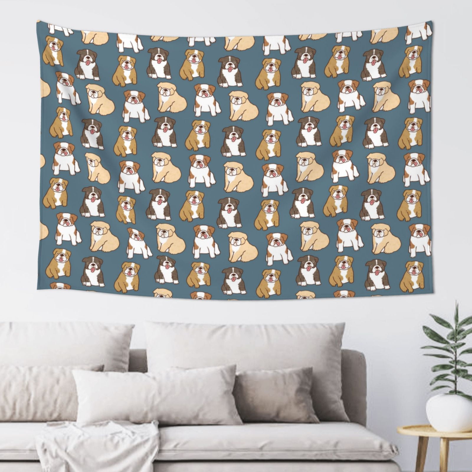 Xecao Cartoon Bulldog 1 Print Tapestry, Wall Hanging Room Funny Decor ...