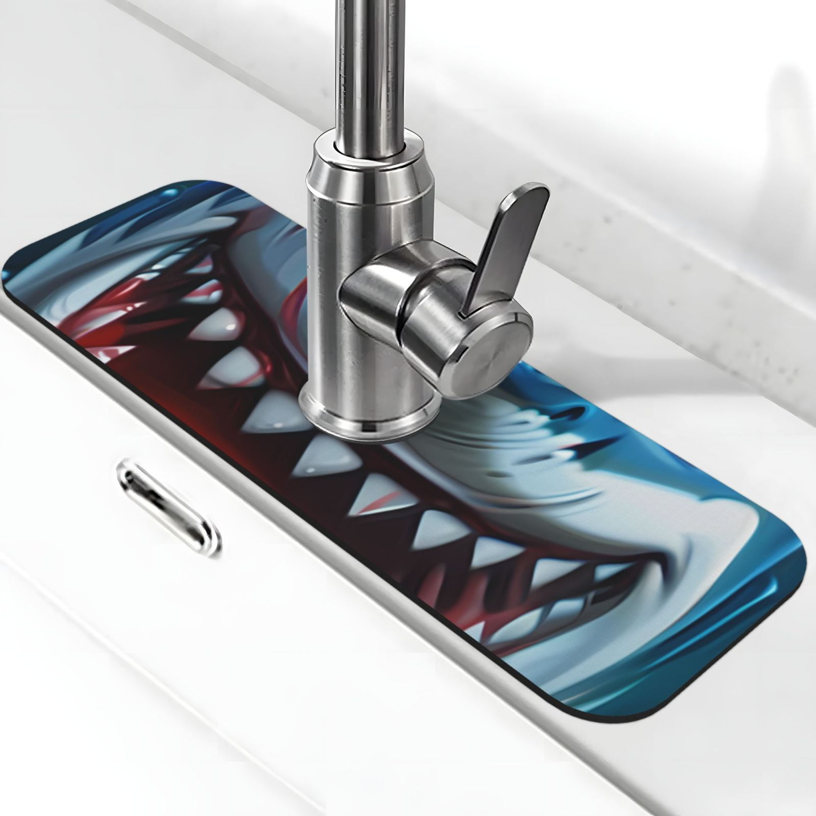 Xecao Cartoon Cute Shark for Kitchen Sink Splash Guard Faucet Mat ...