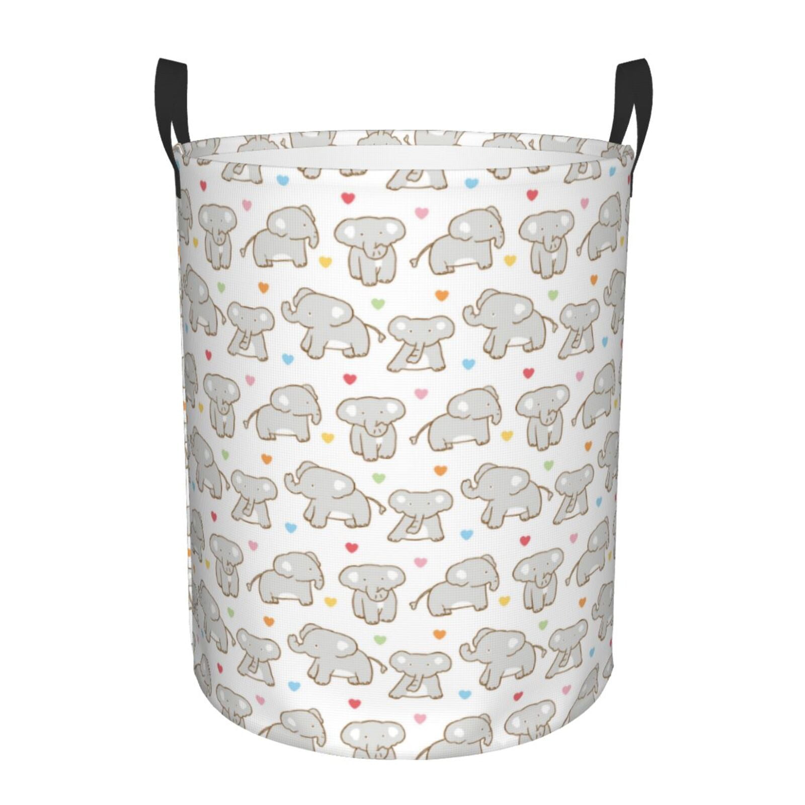 Xecao Cartoon Elephant and Heart Print Laundry Hamper Basket,designed ...