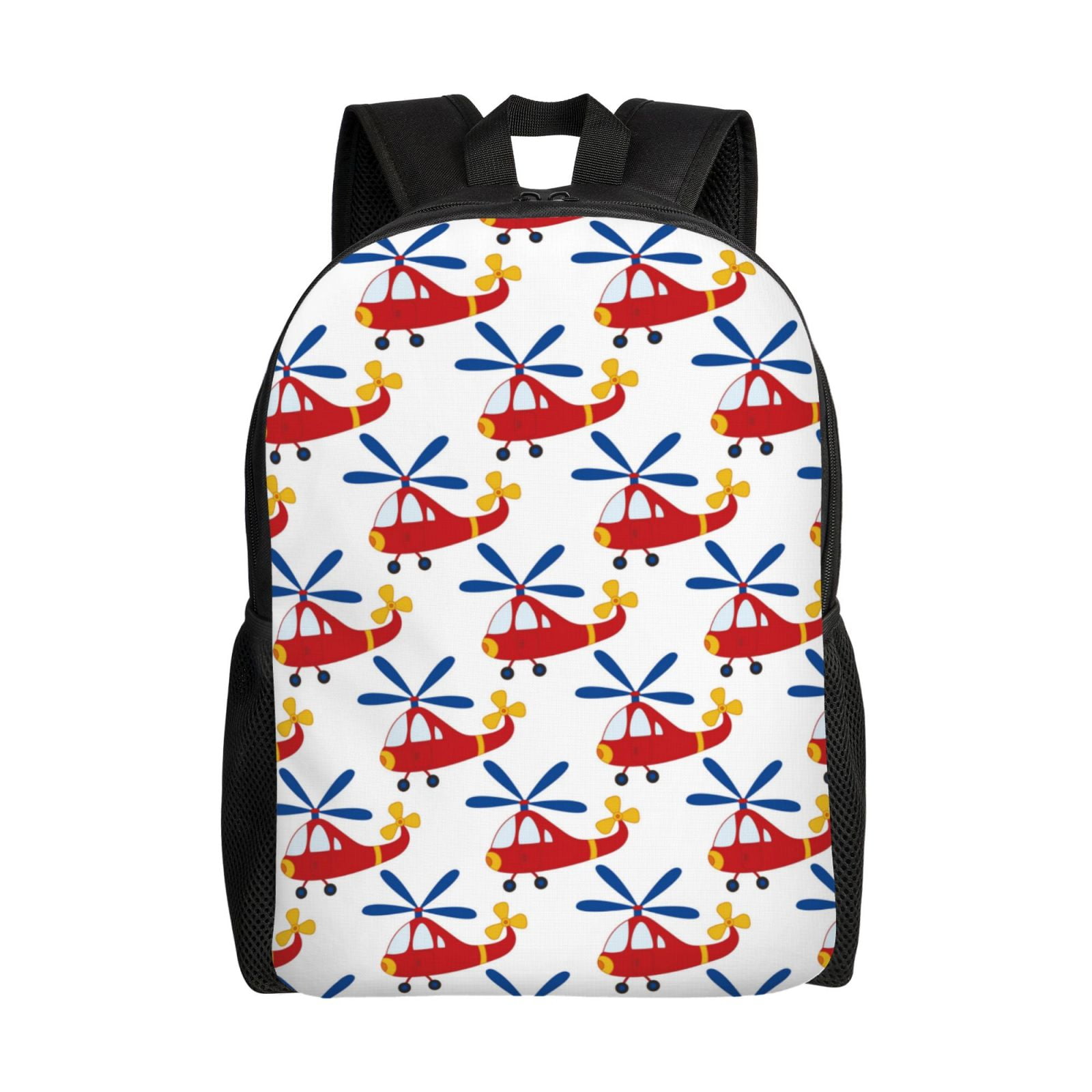 Xecao Cartoon Helicopter Print School Backpack with Laptop Compartment ...