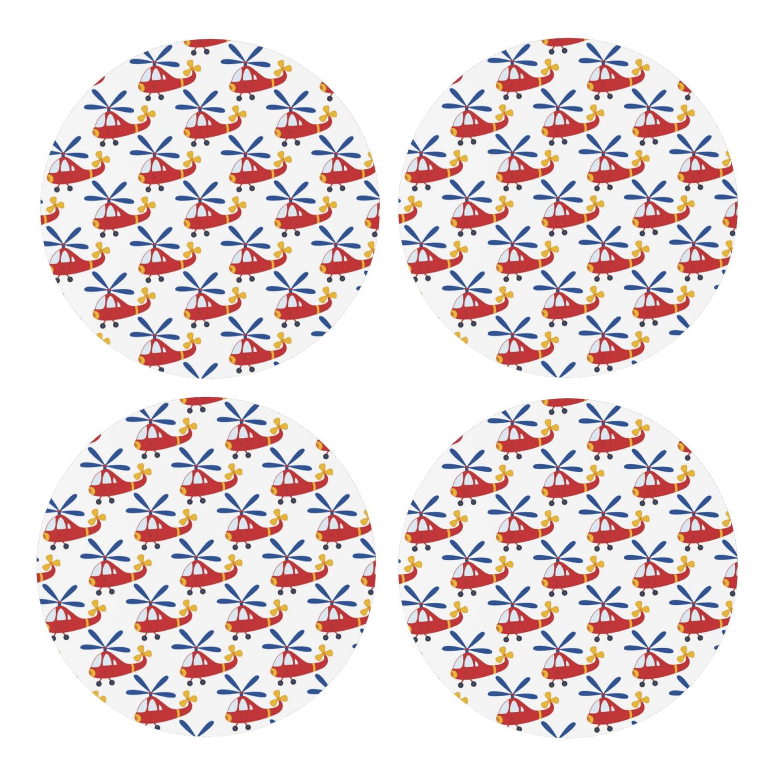 Xecao Cartoon Helicopter for MDF Cork Coaster 4 Pcs,Drink Coasters,Suit ...