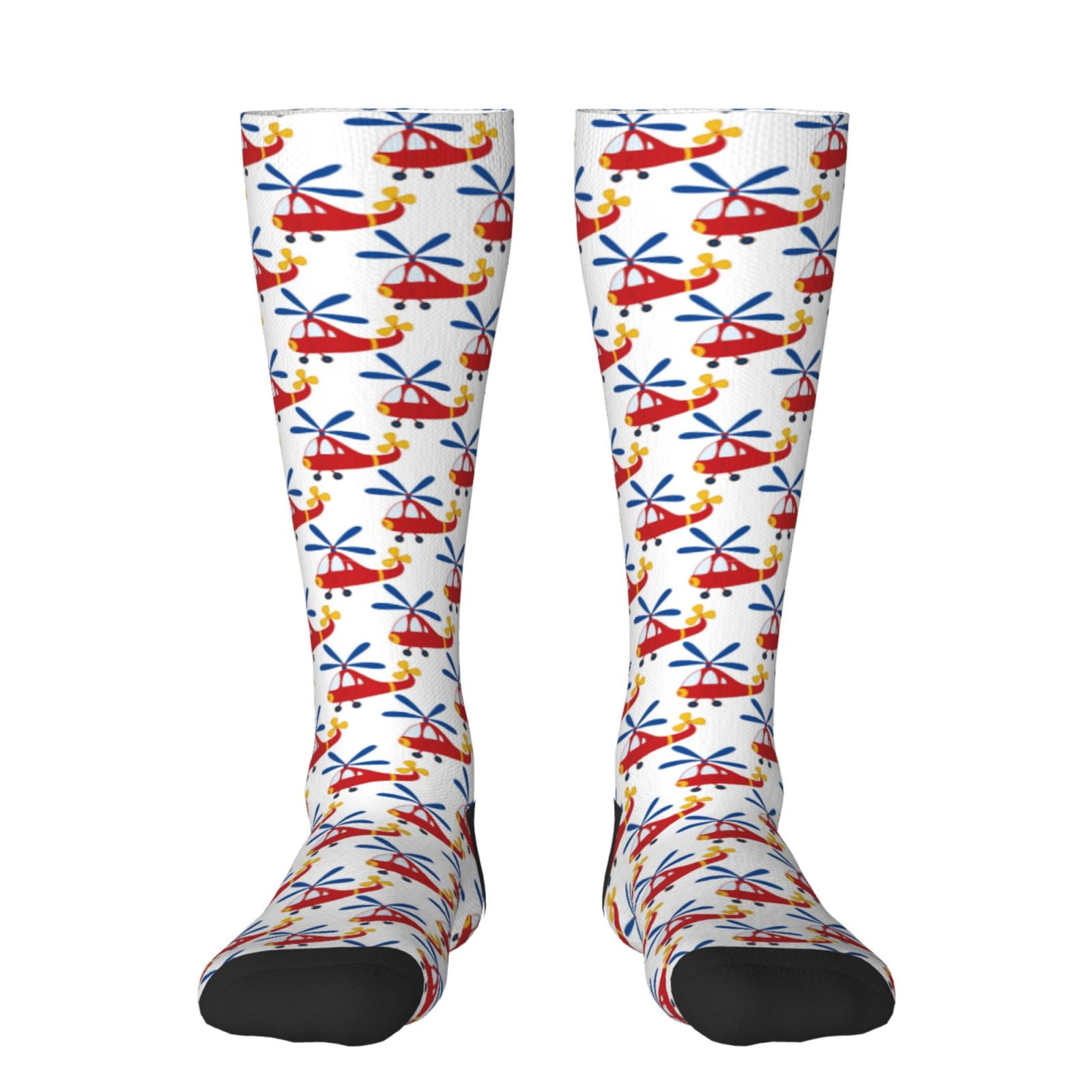 Xecao Cartoon Helicopter print thigh-high socks, crafted for both men ...