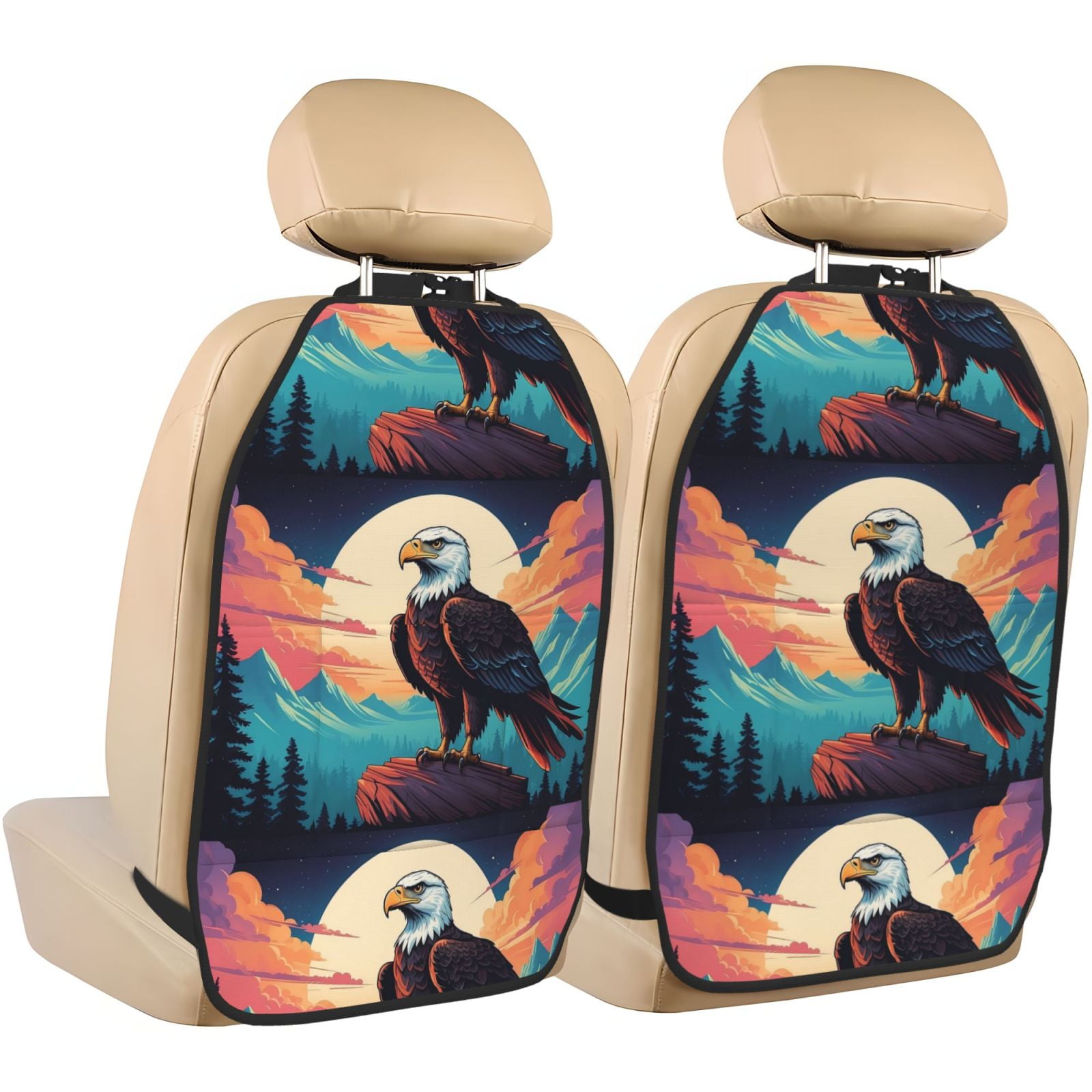 Xecao Cartoon Iceberg Bald Eagle Pattern Car Seat Back Protector 2 Pack ...