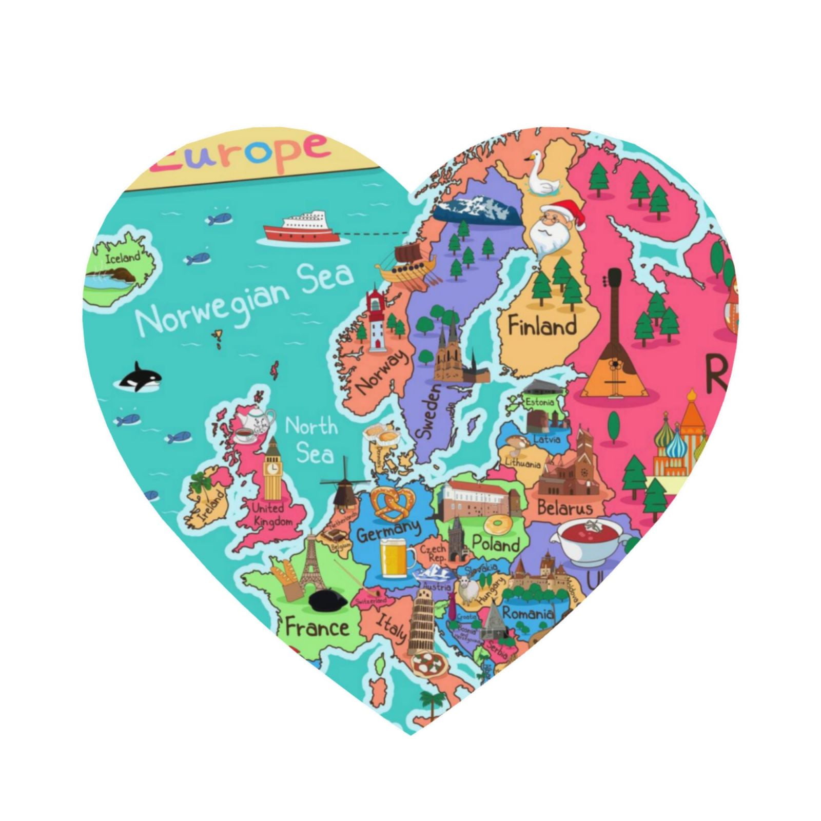 Xecao Cartoon Map Of Europe for Fridge Magnets - Fun Decorative ...