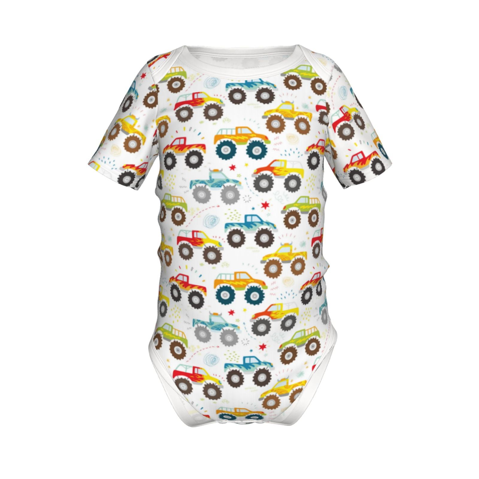 Xecao Cartoon Monster Trucks Pattern Baby Climbing Bodysuit Short ...