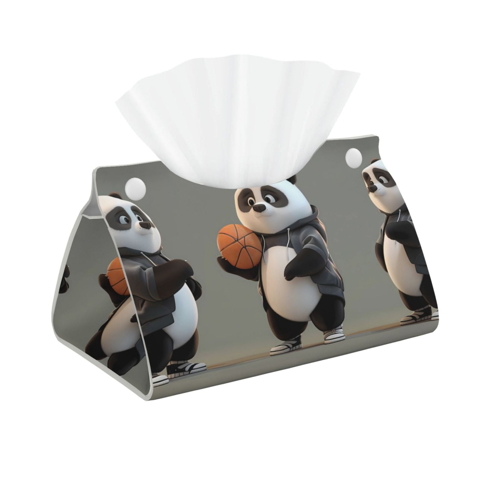 Xecao Cartoon Pandas Basketball Print Tissue Box Cover,Modern PVC ...
