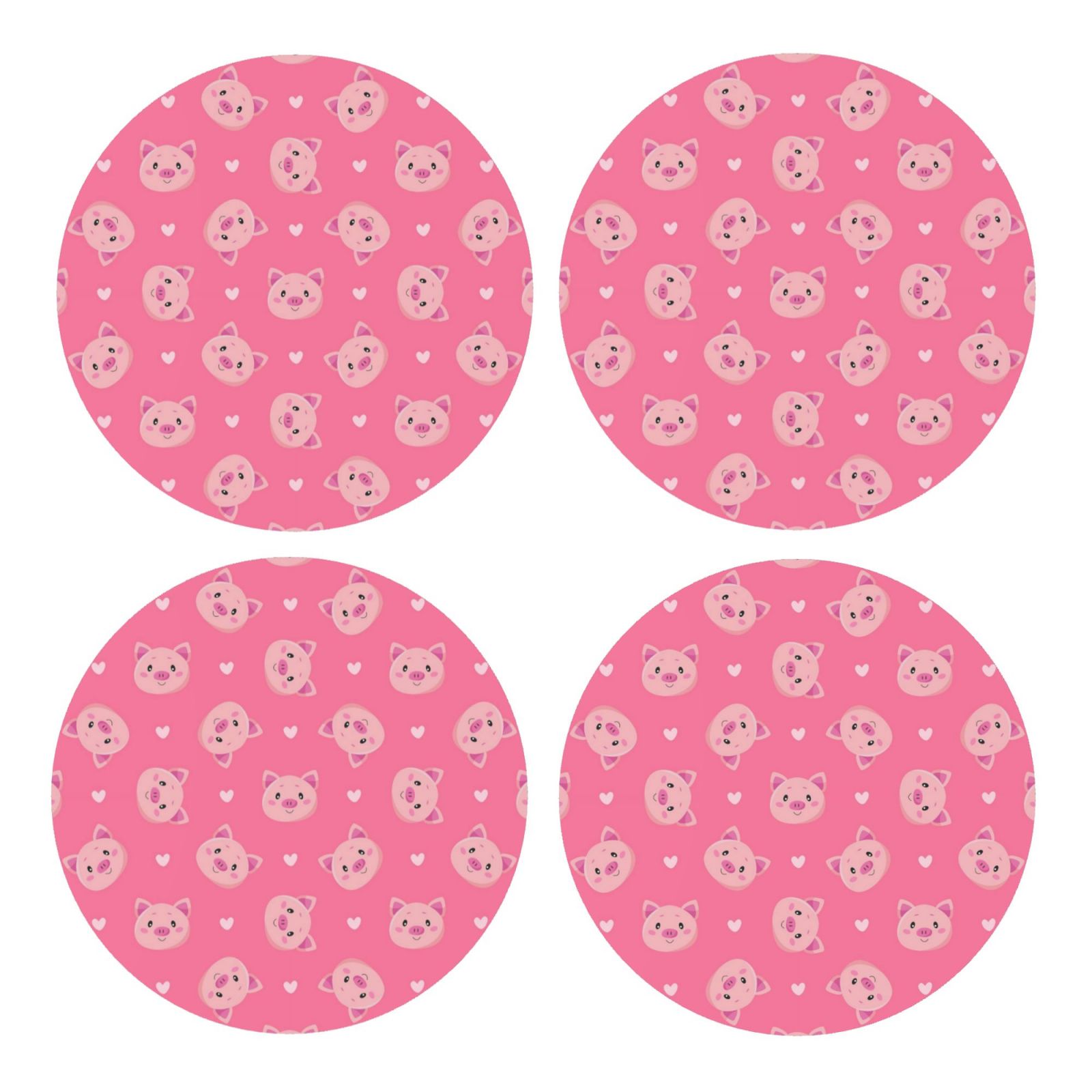 Xecao Cartoon Pigs and Hearts for MDF Cork Coaster 4 Pcs,Drink Coasters ...