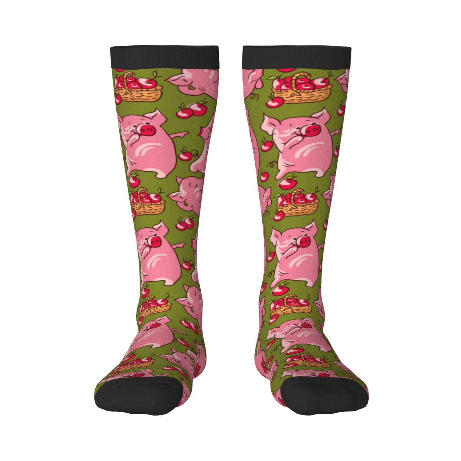 Xecao Cartoon Pigs print thigh-high socks, crafted for both men and ...