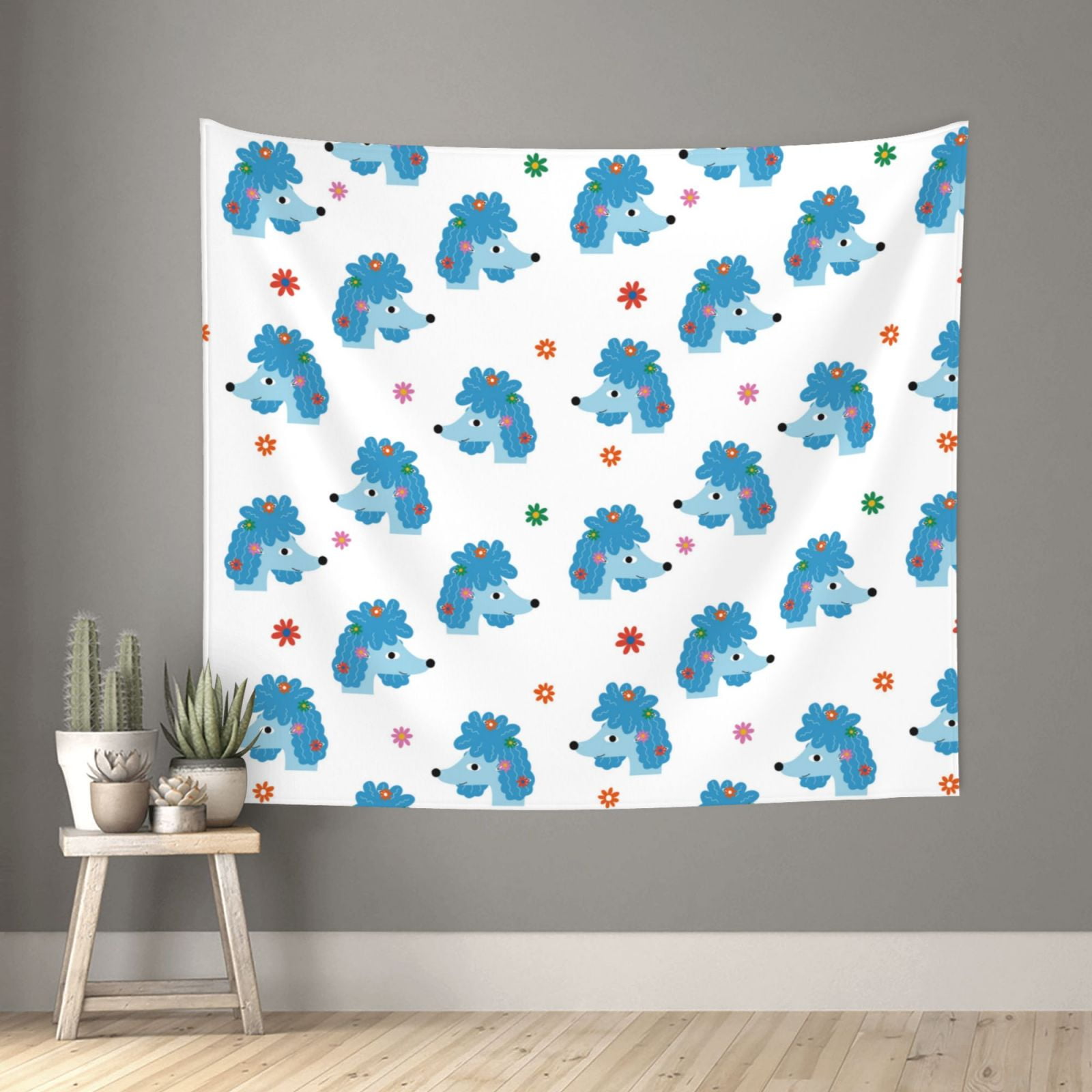 Xecao Cartoon Poodle Dog patten Tapestry 60x51 Inches Wall Hanging ...