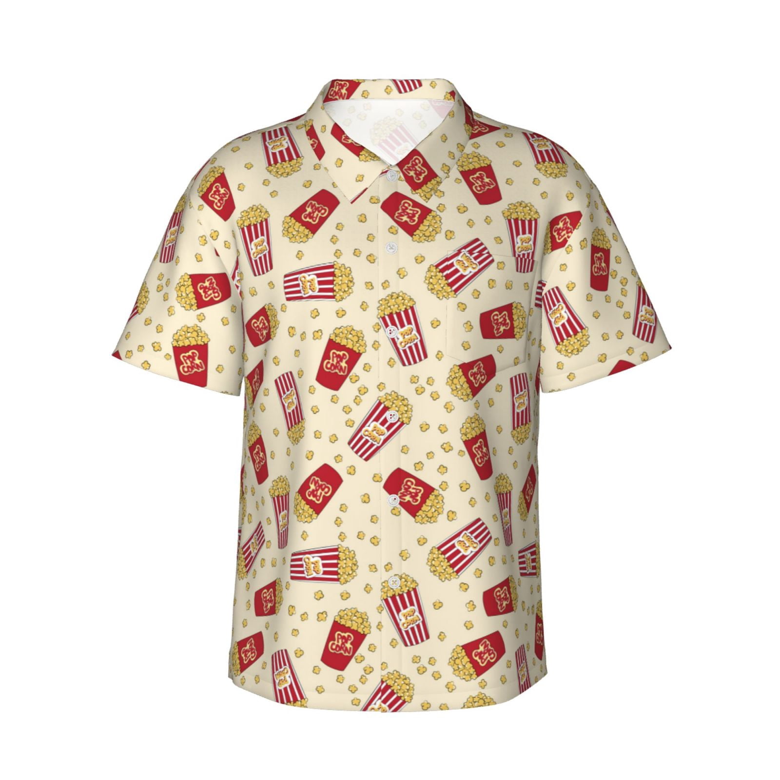 Xecao Cartoon Popcorn print Hawaiian shirt - a stylish short-sleeve ...