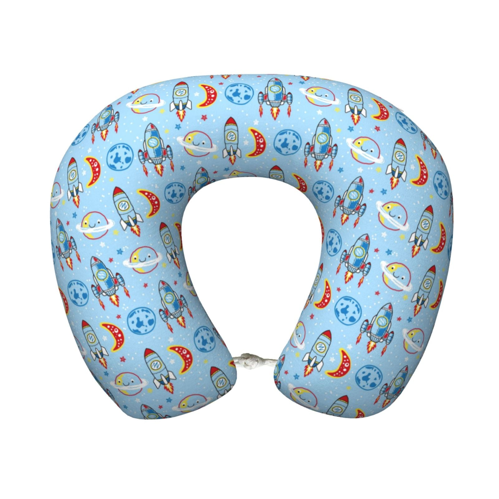 Xecao Cartoon Rocket With Space Print Memory Foam Cervical Neck Pillow ...