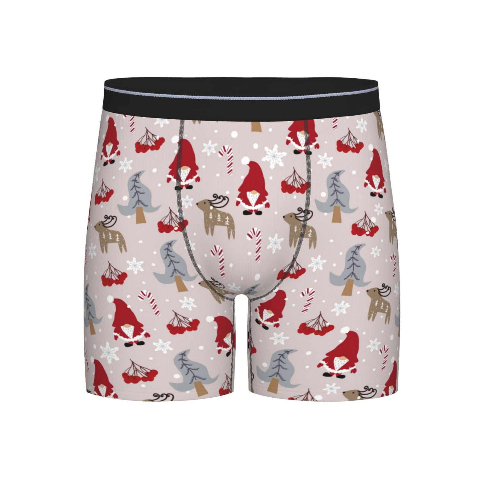 Xecao Cartoon Santa and Reindeer Print Boxer Briefs for Men's Stretch ...