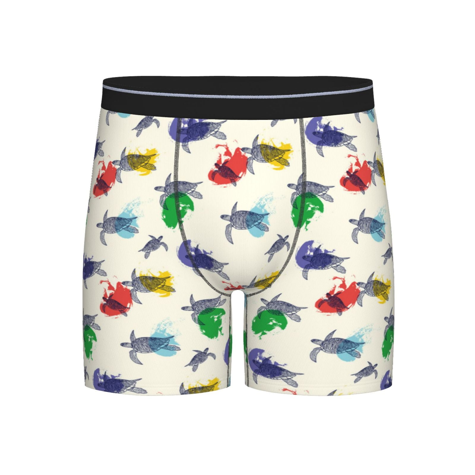 Xecao Cartoon Sea Turtle Print Boxer Briefs for Men's Stretch Moisture ...