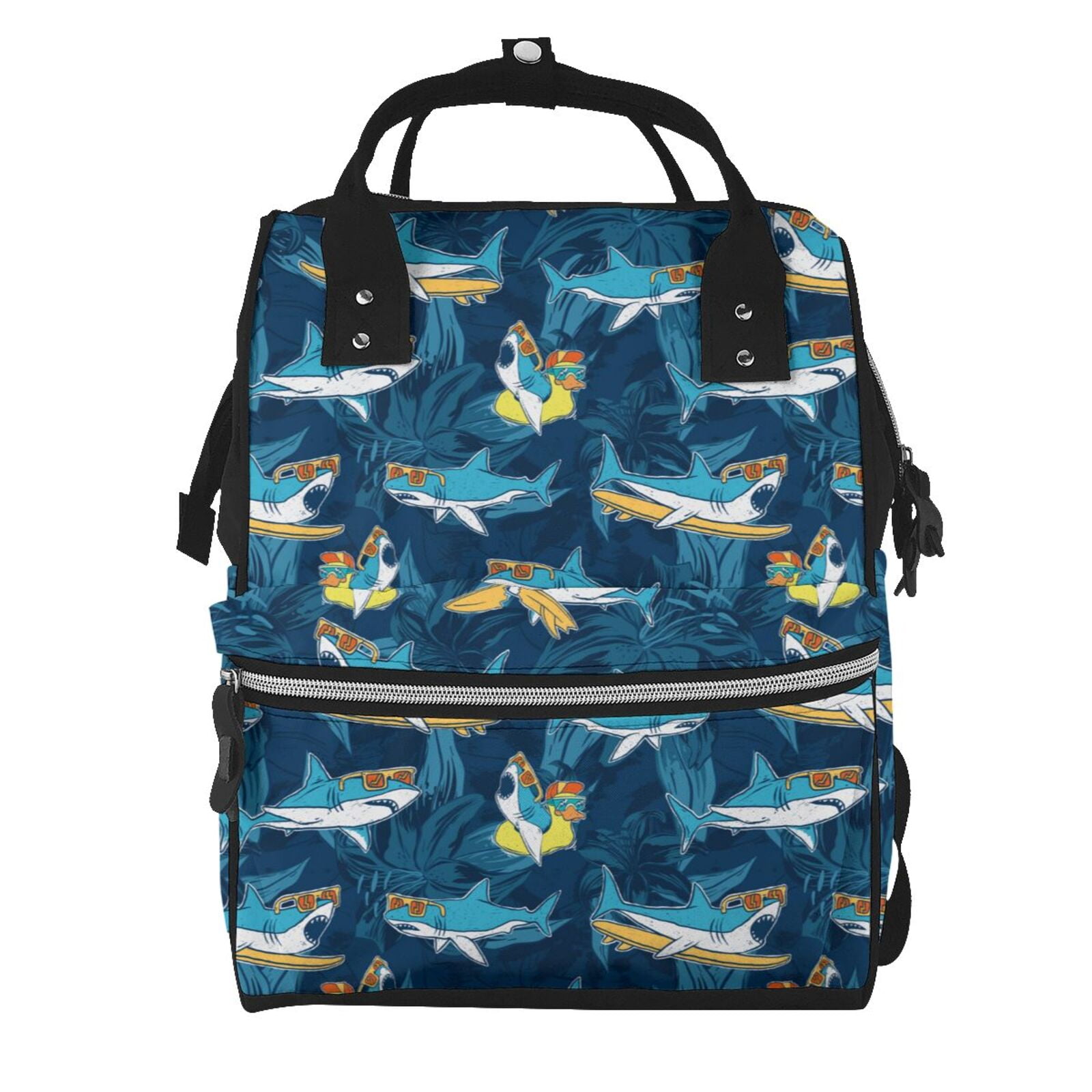 Xecao Cartoon Surfer Sharks print Large Capacity Nappy Bag is a multi ...