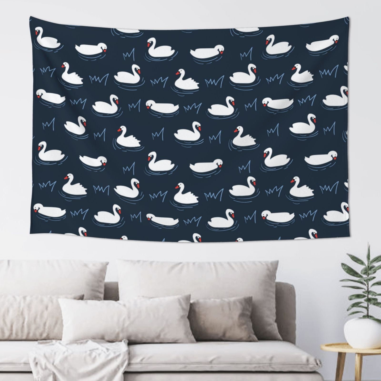 Xecao Cartoon Swan Print Tapestry, Wall Hanging Room Funny Decor ...