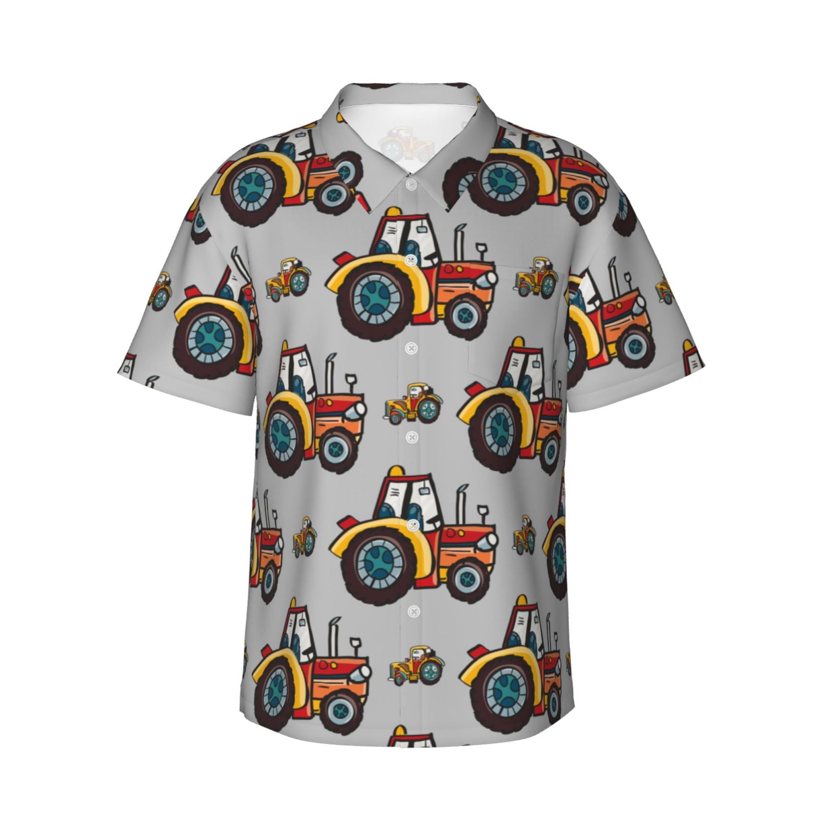 Xecao Cartoon Tractor print Hawaiian shirt - a stylish short-sleeve ...