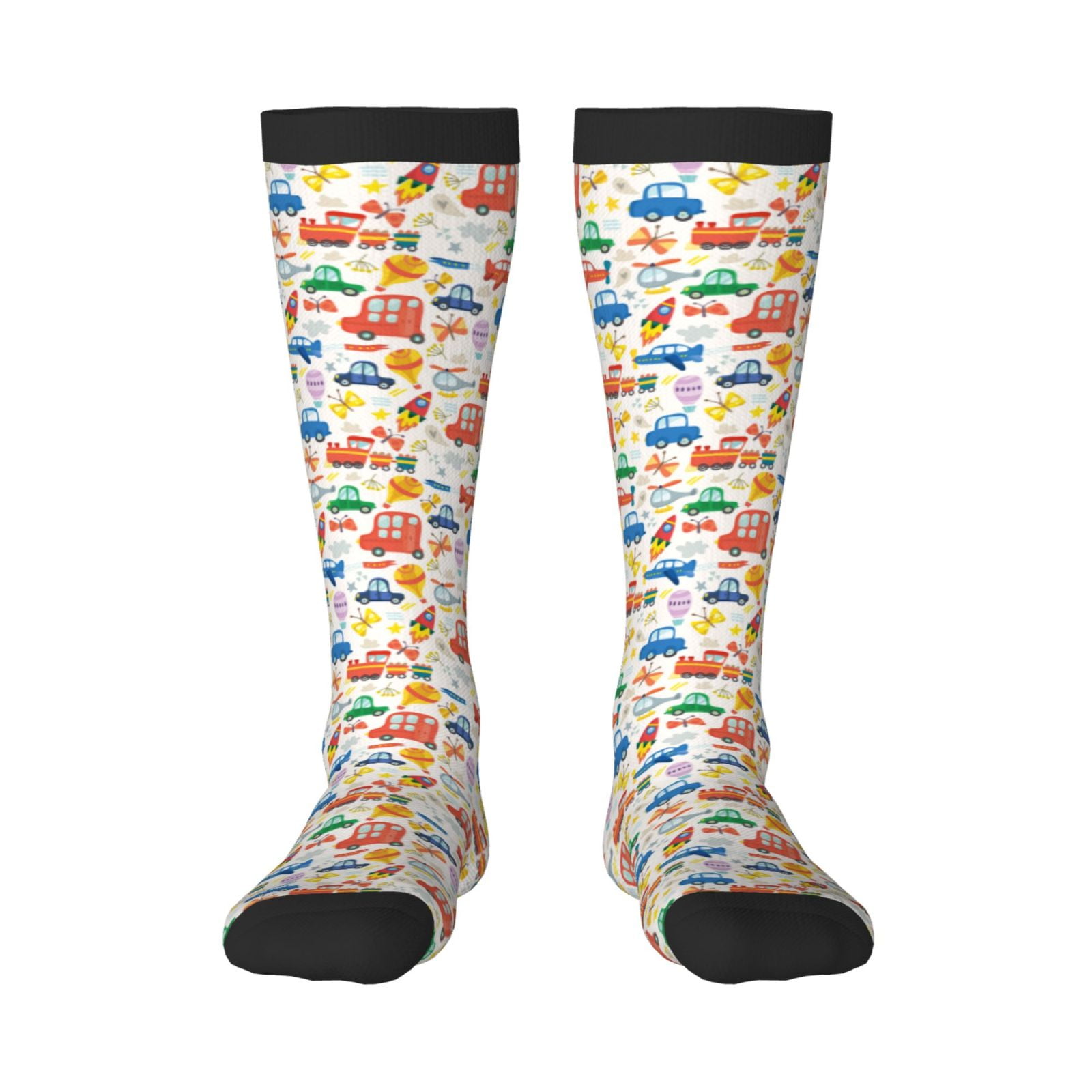 Xecao Cartoon Transportation Print Compression Socks for Both Men And ...